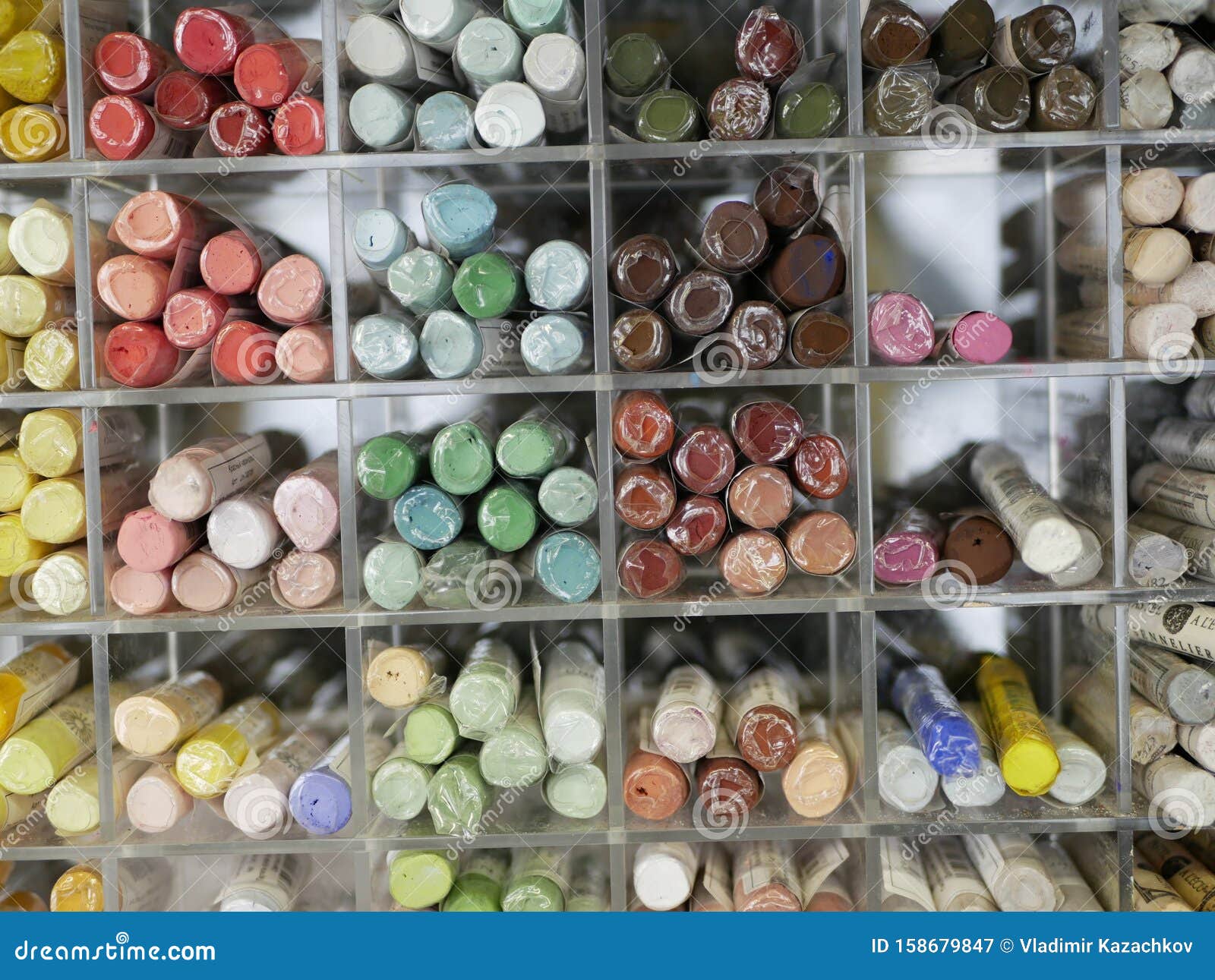 Set of Colorful Pastels in a Plastic Box. Objects for Drawing ...