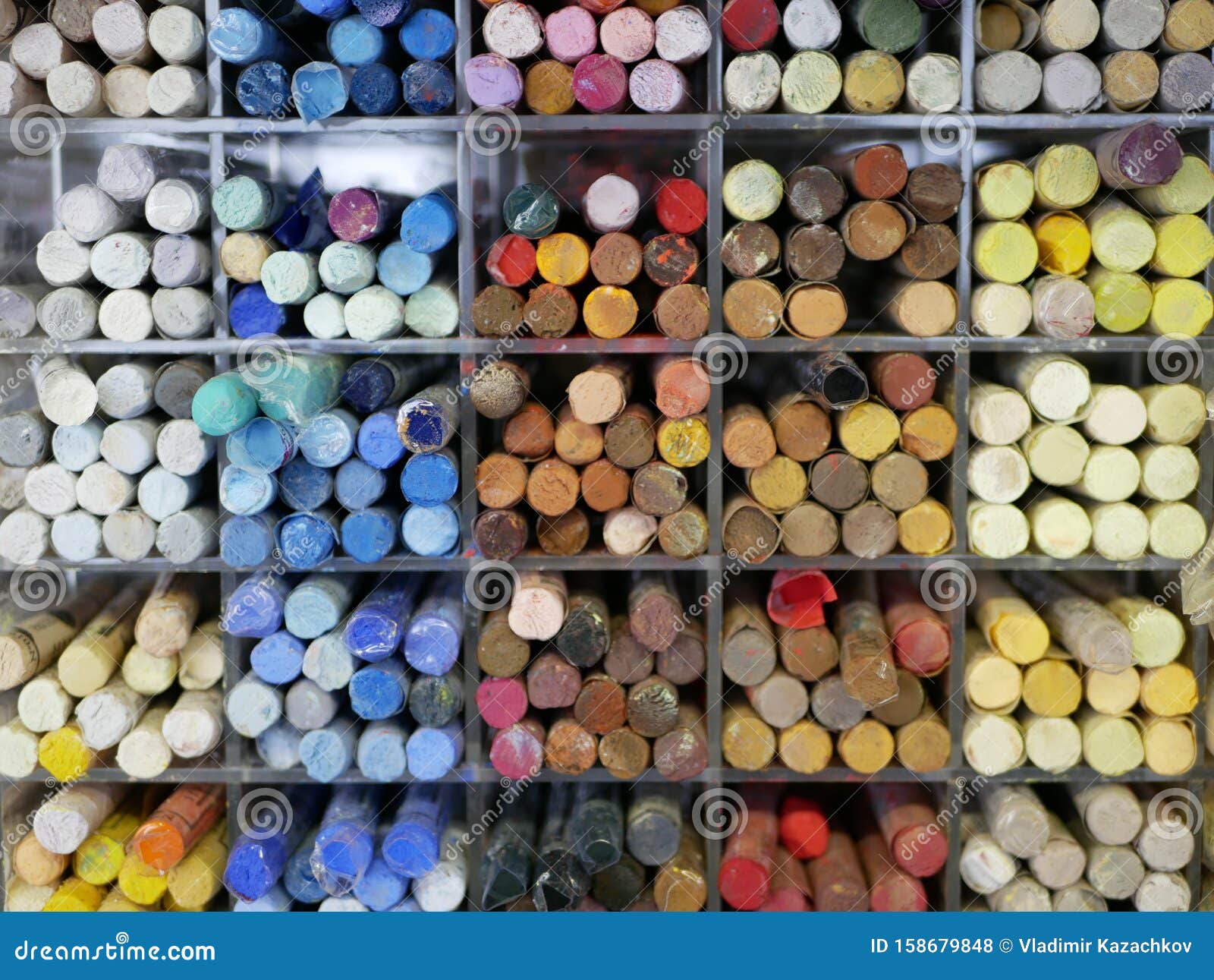 Set of Colorful Pastels in a Plastic Box. Objects for Drawing ...