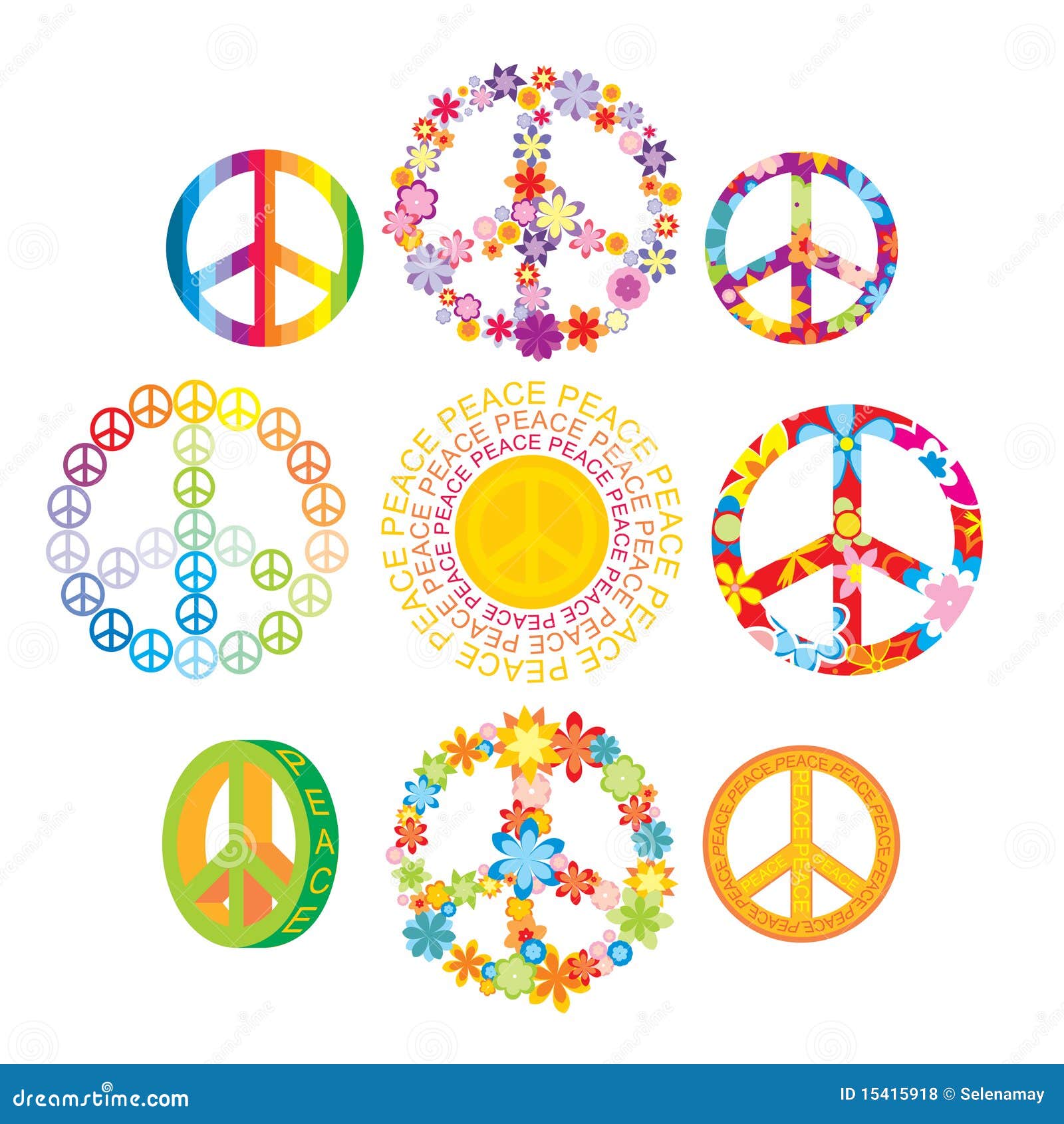 Colorful Peace Symbol On Texture Background Cartoon Vector ...