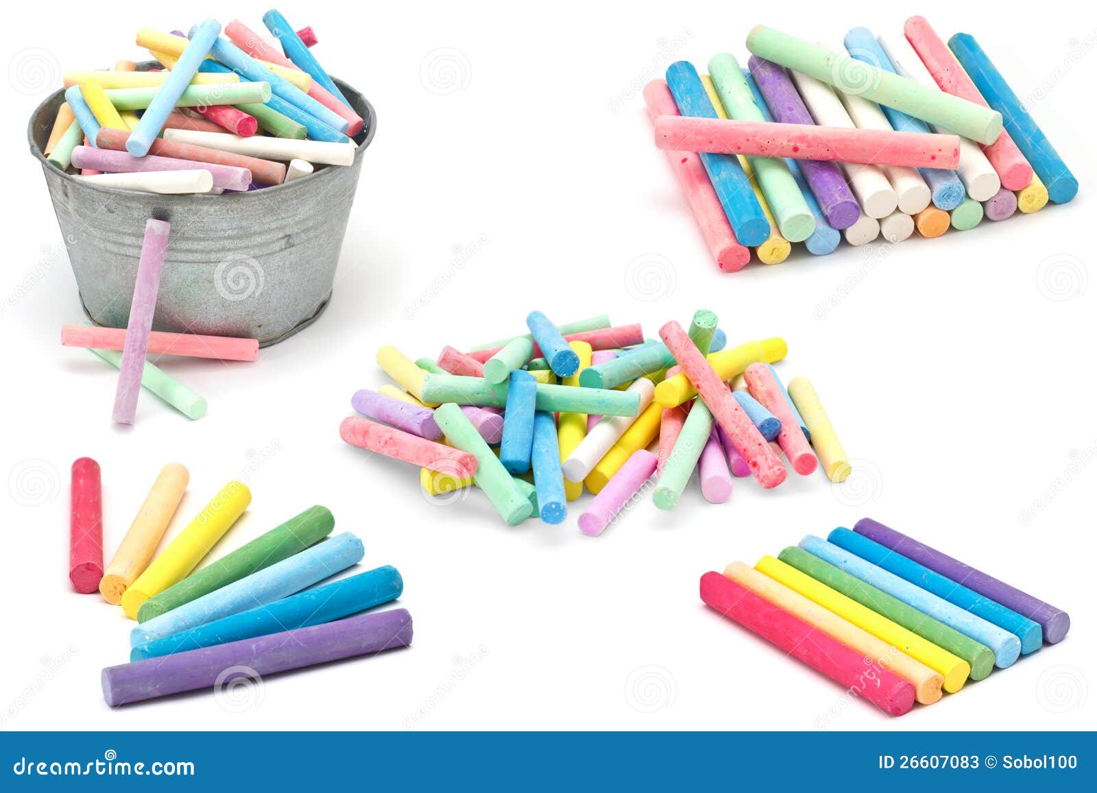 Set of Colorful Pieces of Chalk on White Stock Image - Image of craft ...