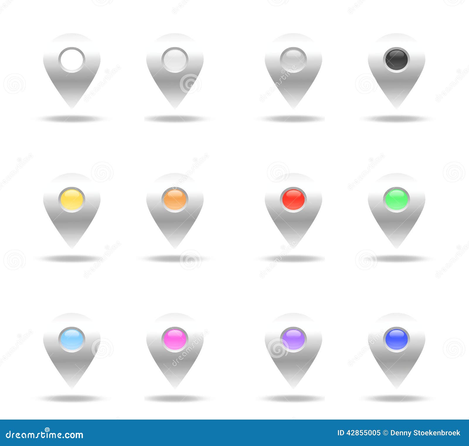 Set of colorful pins stock illustration. Illustration of global - 42855005