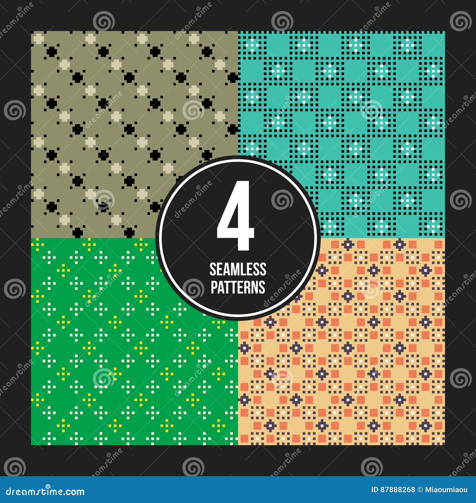 Set of 4 Colorful Pixelated Patterns Stock Vector - Illustration of ...