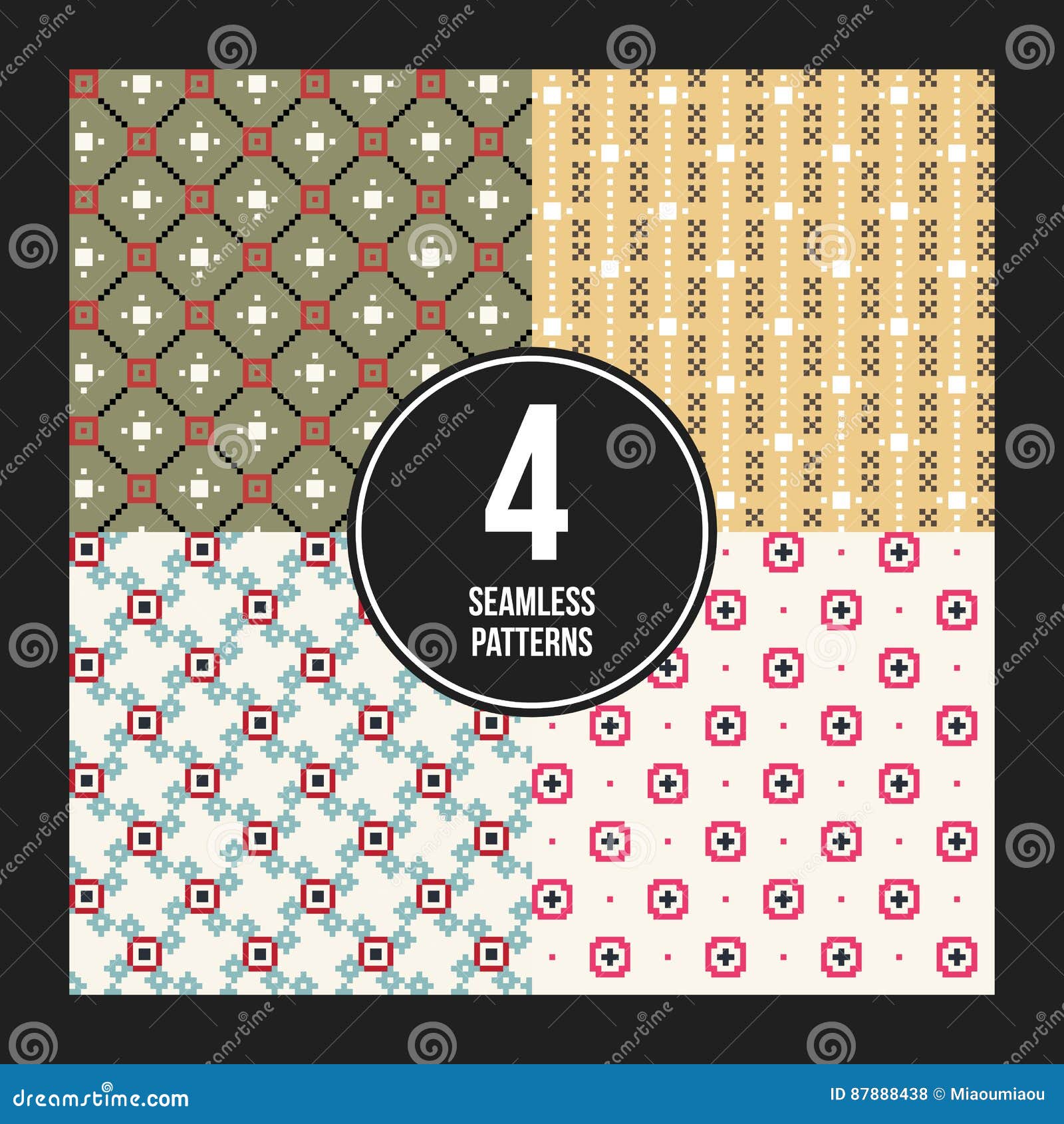 Set of 4 Colorful Pixelated Patterns Stock Vector - Illustration of ...