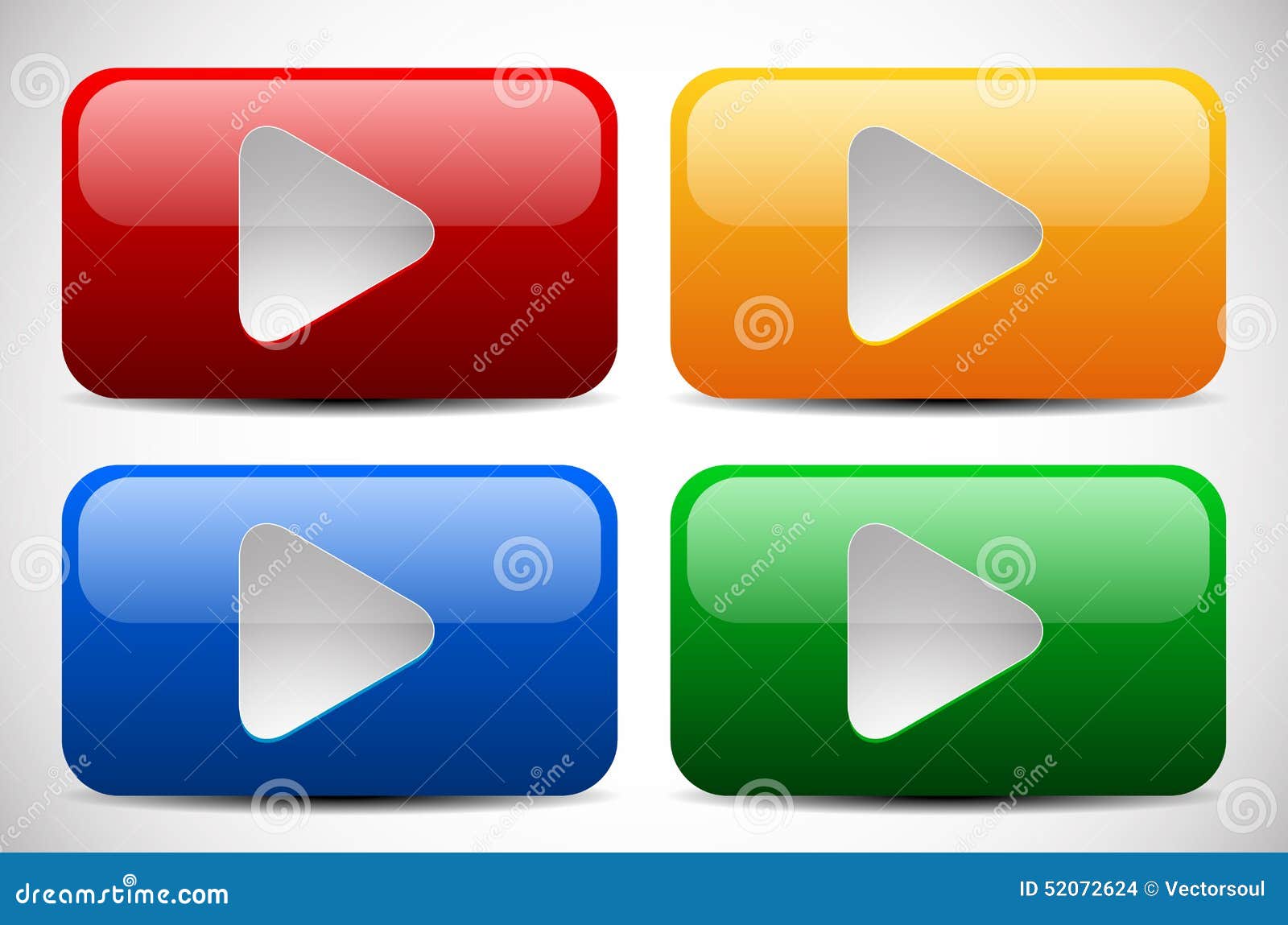 Set of Colorful Play Buttons Stock Illustration - Illustration of ...