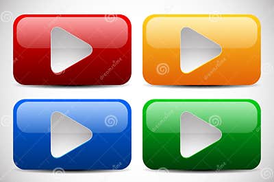 Set of Colorful Play Buttons Stock Illustration - Illustration of ...