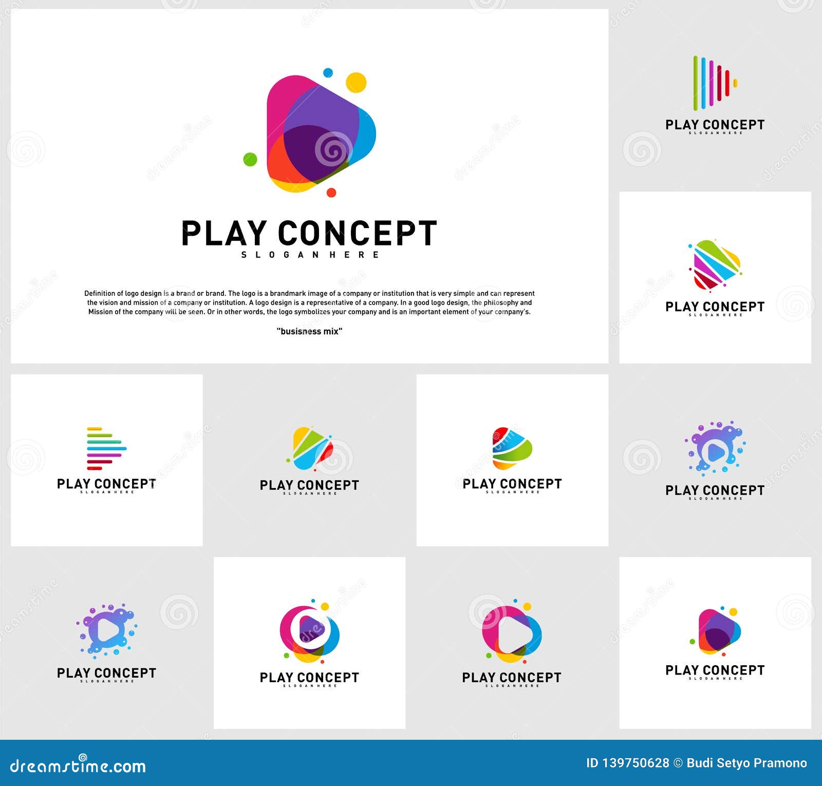 Set of Colorful Play Logo Design Concept. Play Logo Template Vector ...