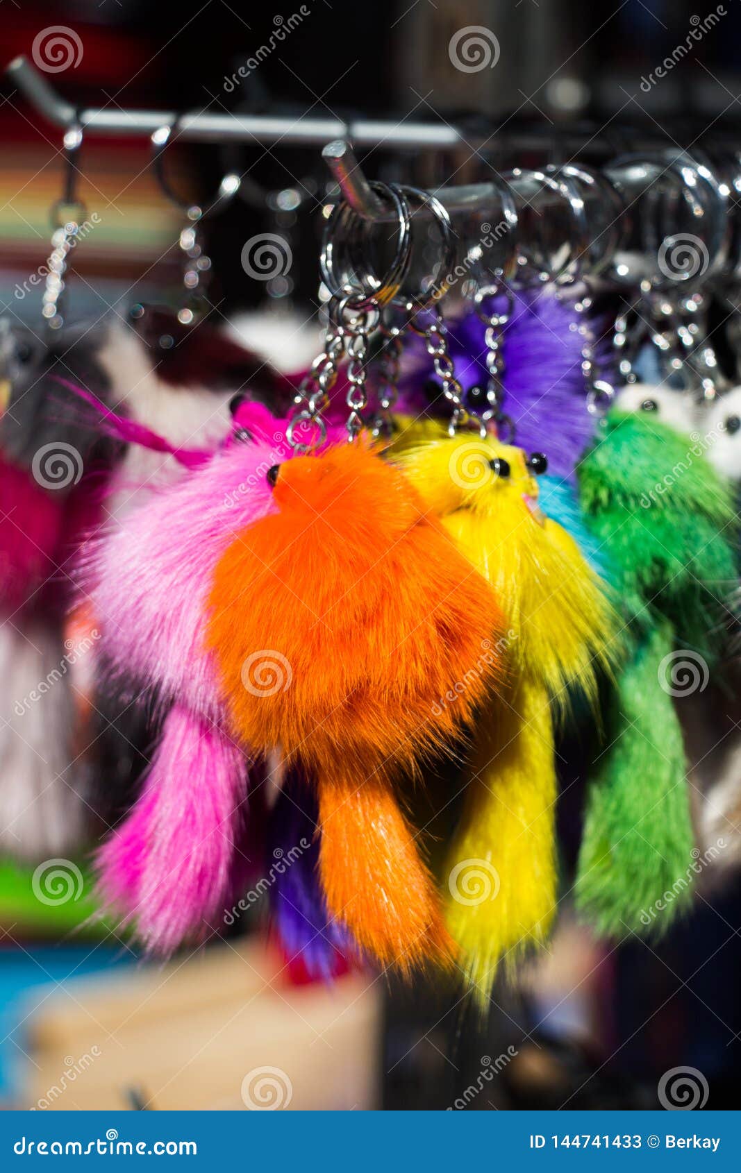 Set of Colorful Pompoms in the Bazaar Stock Image - Image of fabric ...