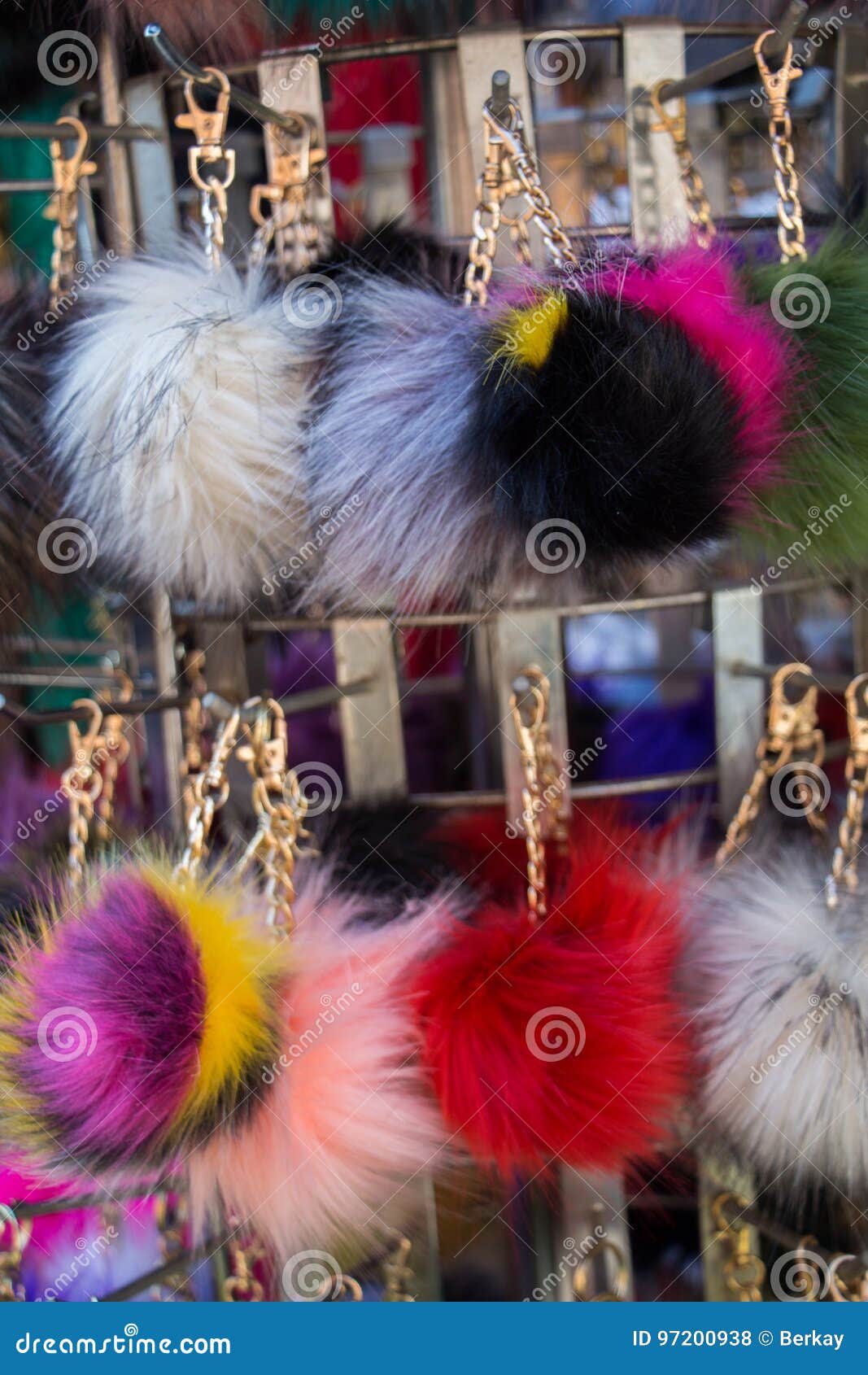 Set of Colorful Pompoms in the Bazaar Stock Photo - Image of soft ...