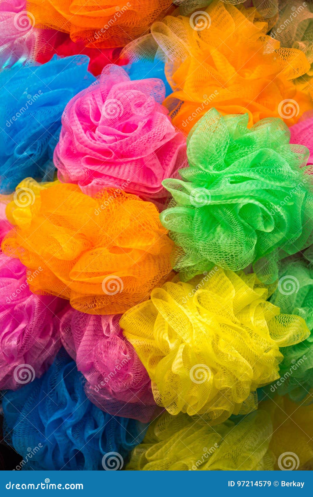 Set of Colorful Pompoms in the Bazaar Stock Image - Image of background ...