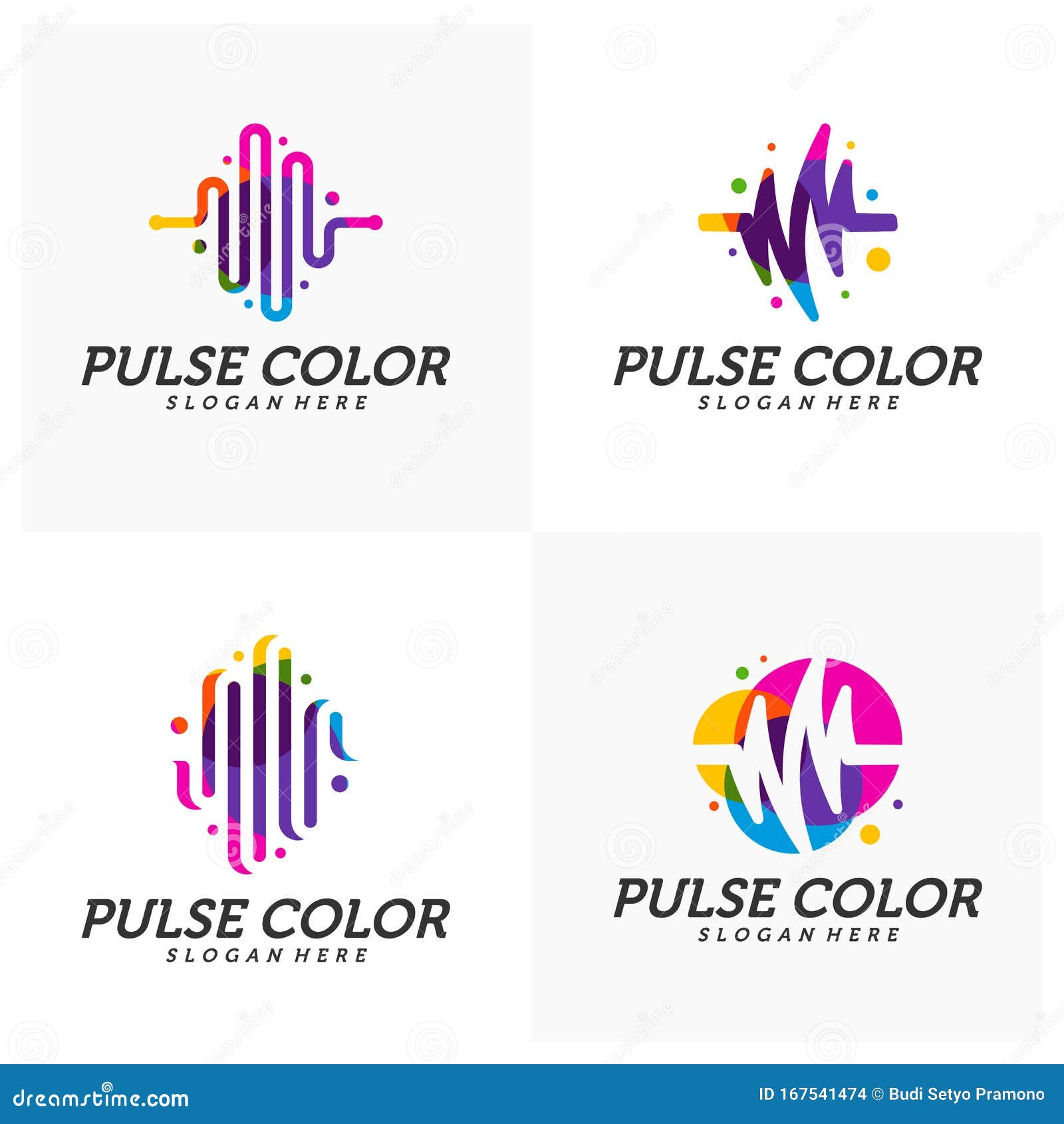 Set of Colorful Pulse Logo Minimalist Vector, Colorful Pulse Icon ...