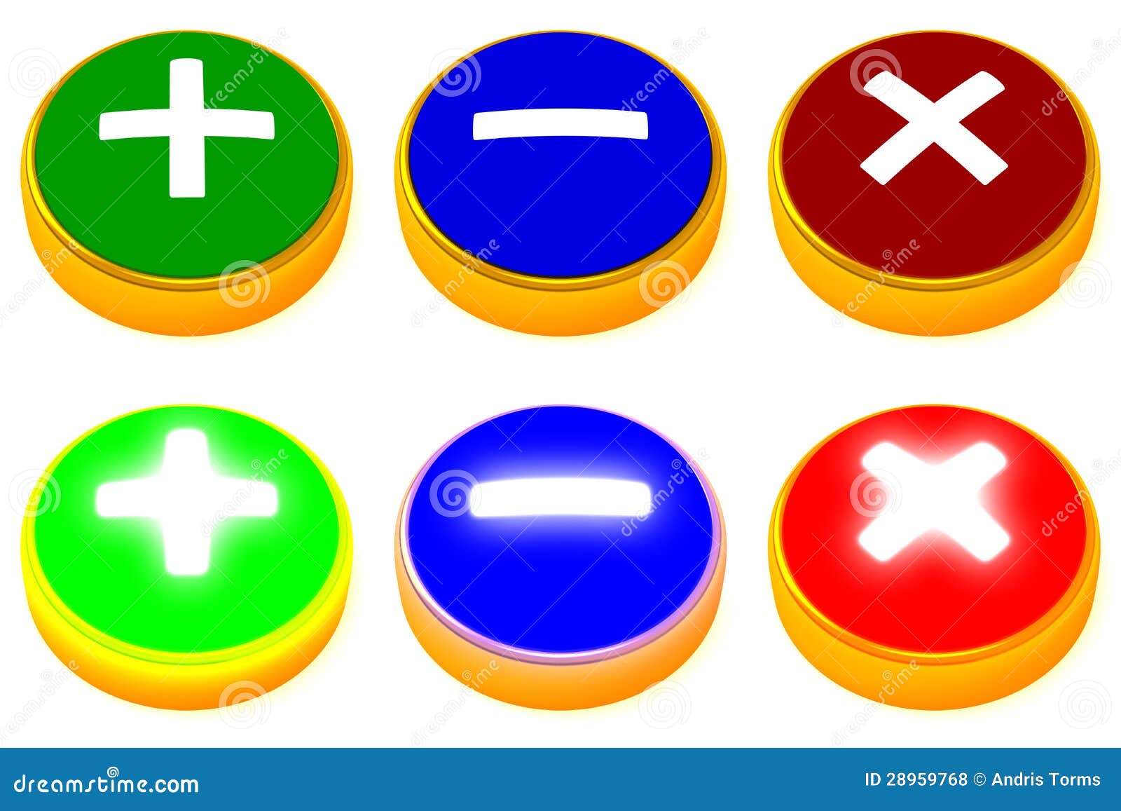 Set of Colorful Push Buttons Stock Illustration - Illustration of blue ...