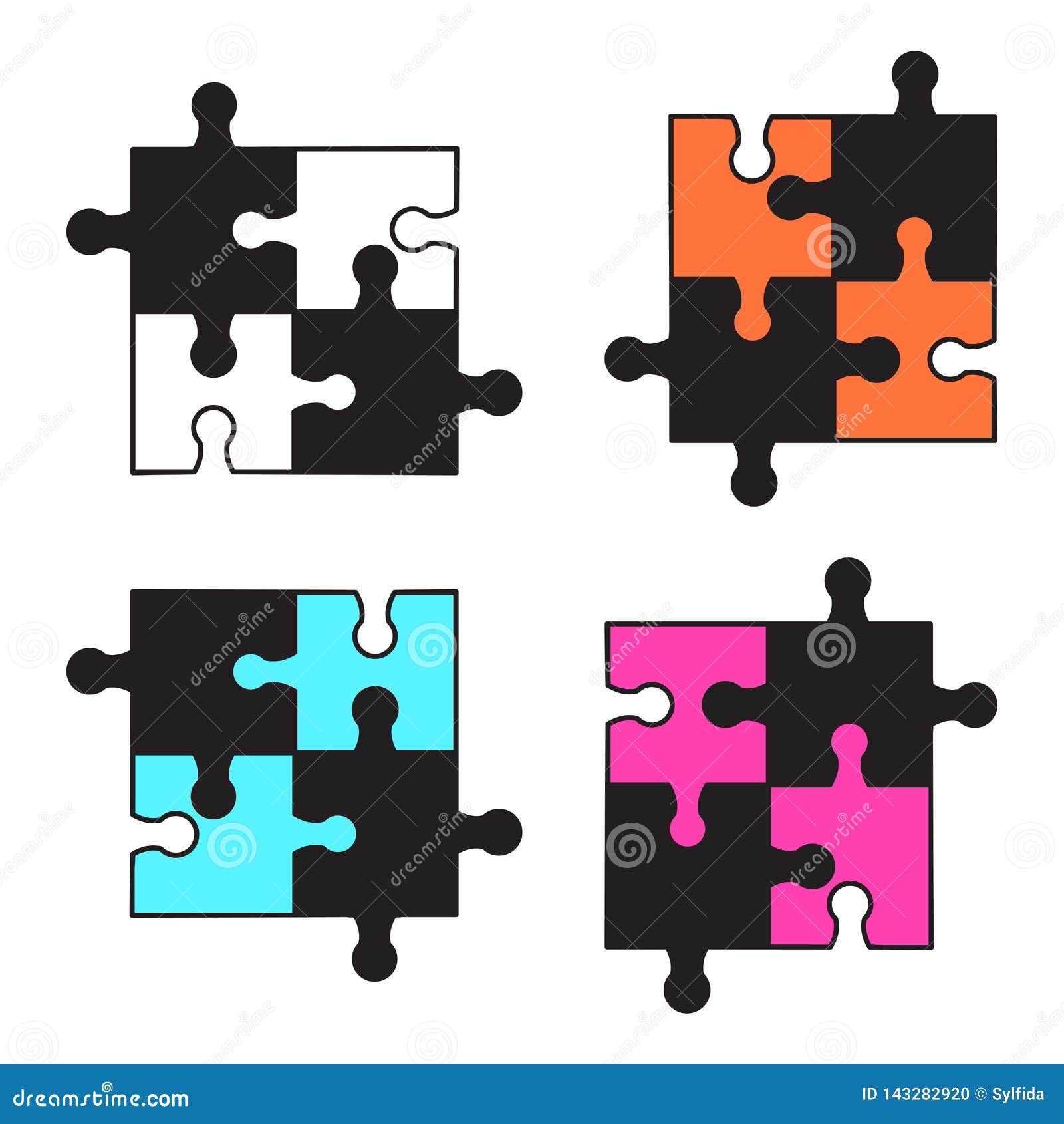 Set of Colorful Puzzles. Vector Illustration Stock Illustration ...