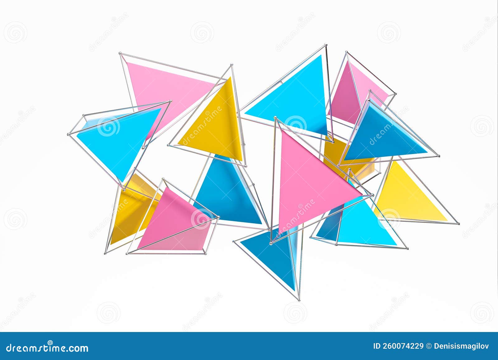 Set of Colorful Pyramids Floating on White Background Stock ...