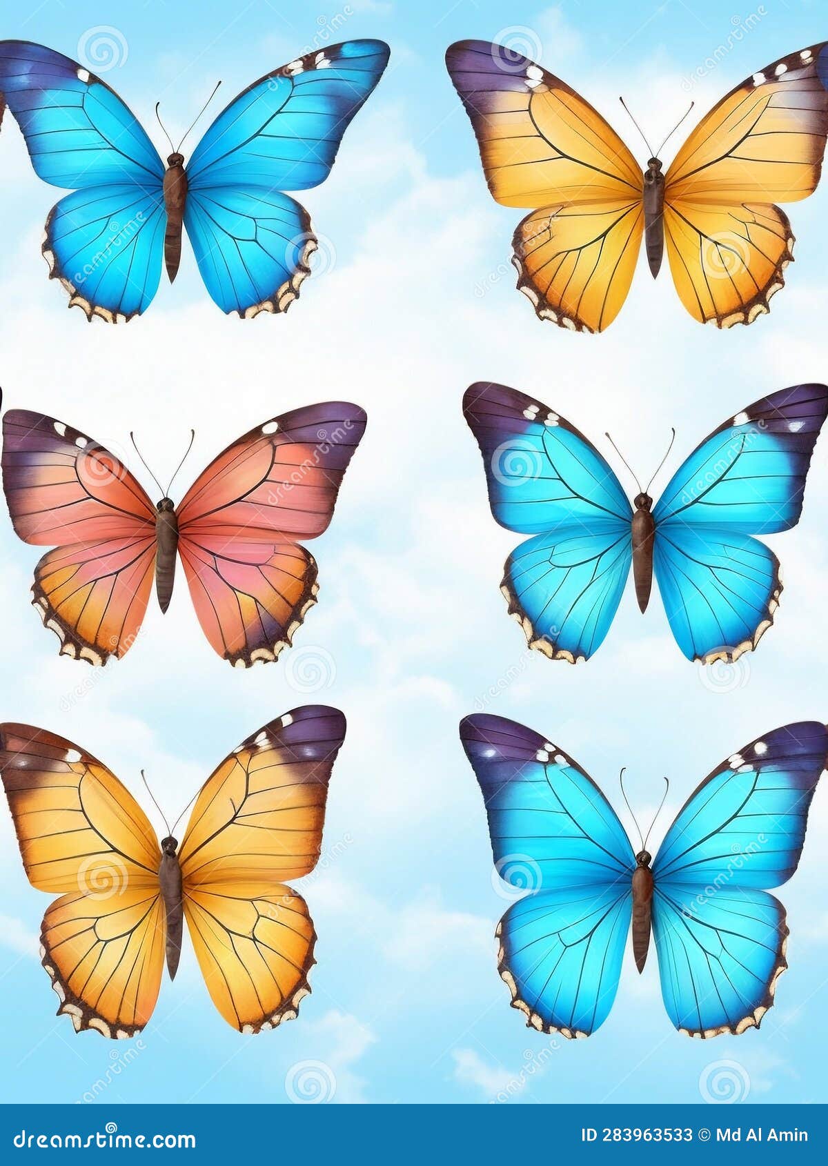 Set of Colorful Realistic Butterflies. Stock Illustration ...