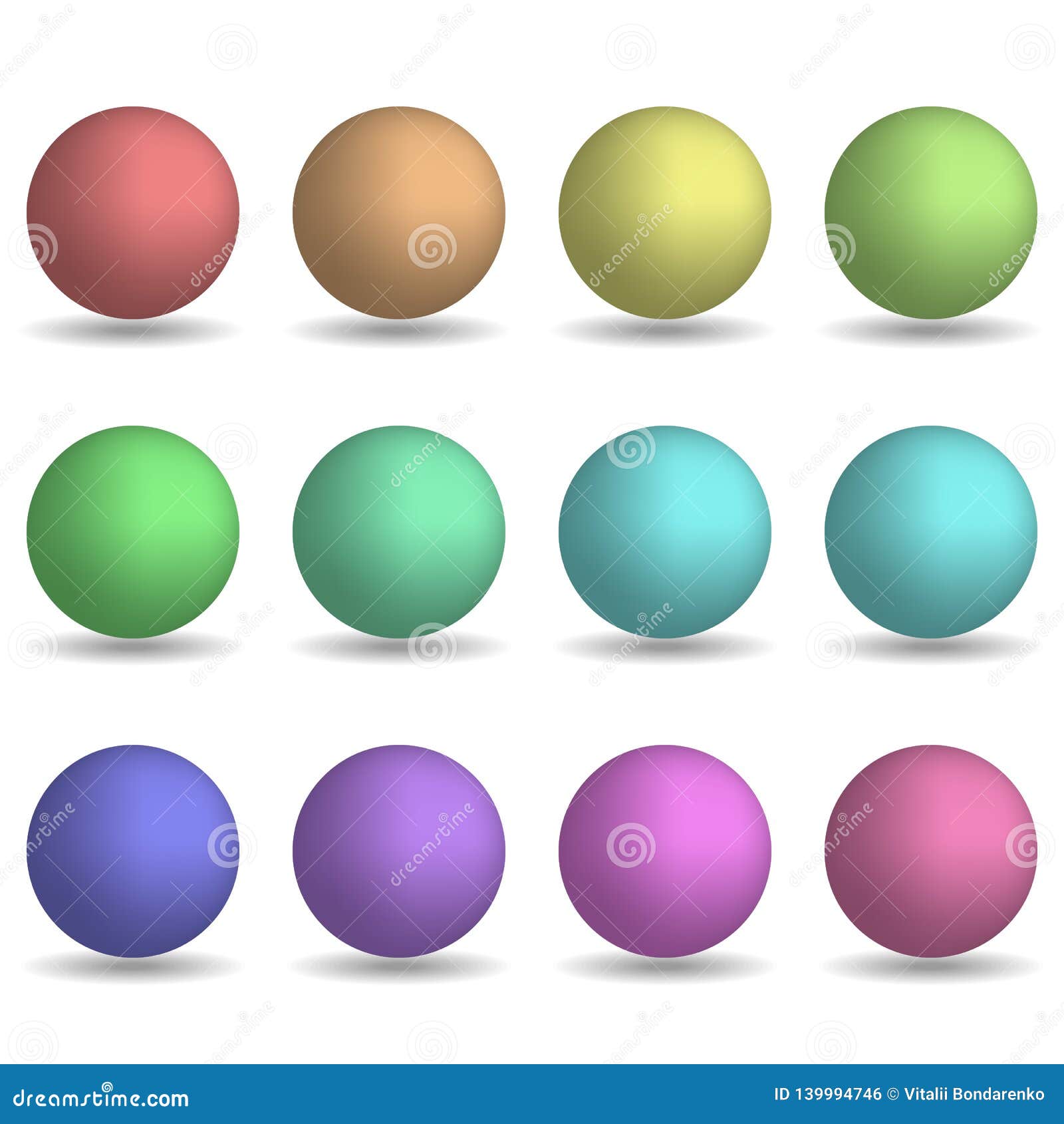 Set of Colorful Realistic Spheres Isolated on White Background. Stock ...