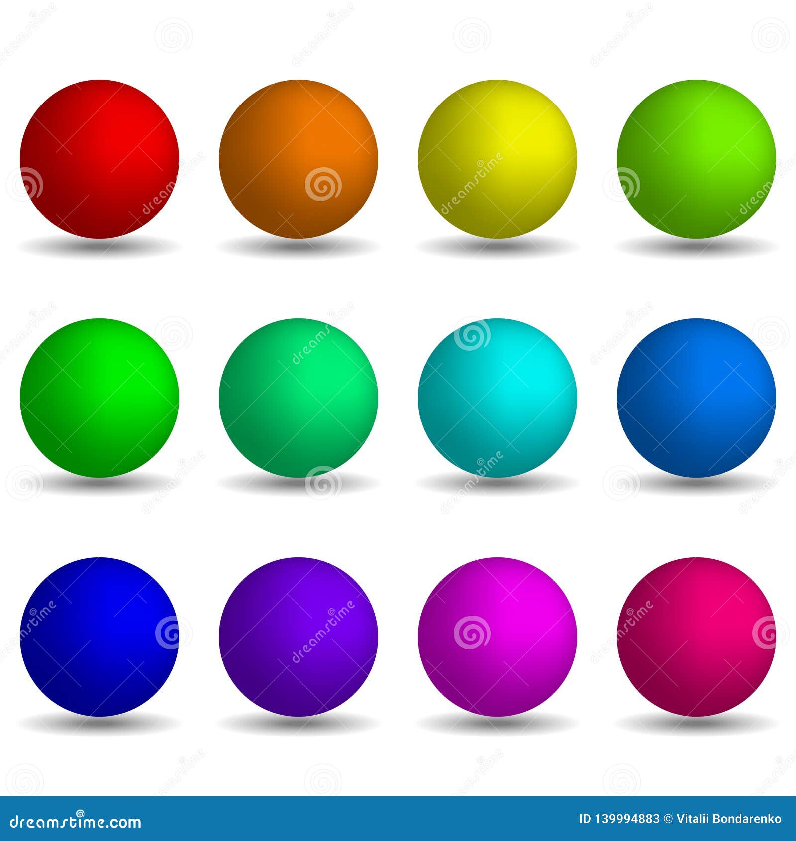 Set of Colorful Realistic Spheres Isolated on White Background. Stock ...