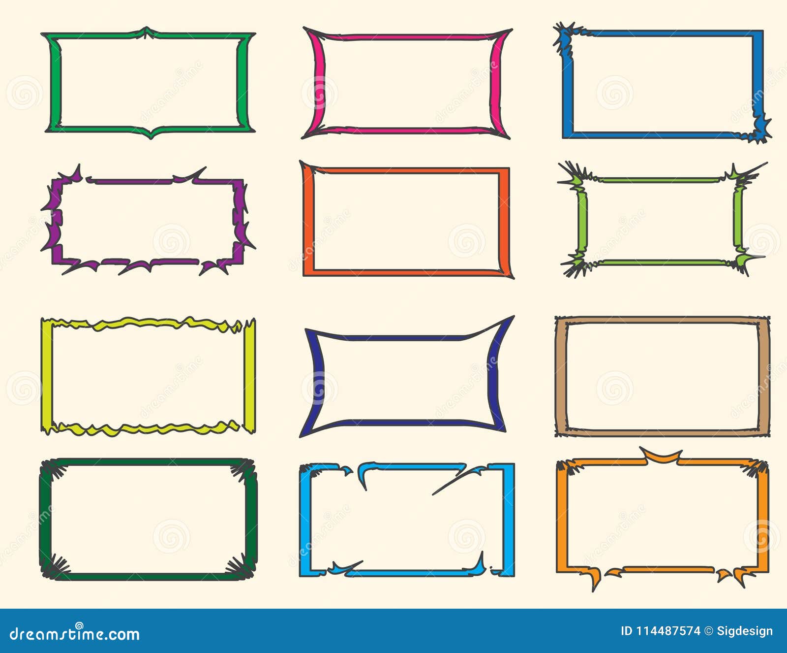 Vector Color Rectangle Frames Set Stock Vector - Illustration of border ...