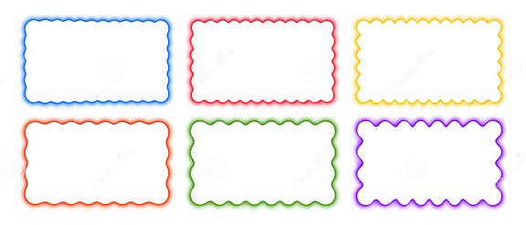 Set of Colorful Rectangle Frames with Wavy Borders. Undulated ...