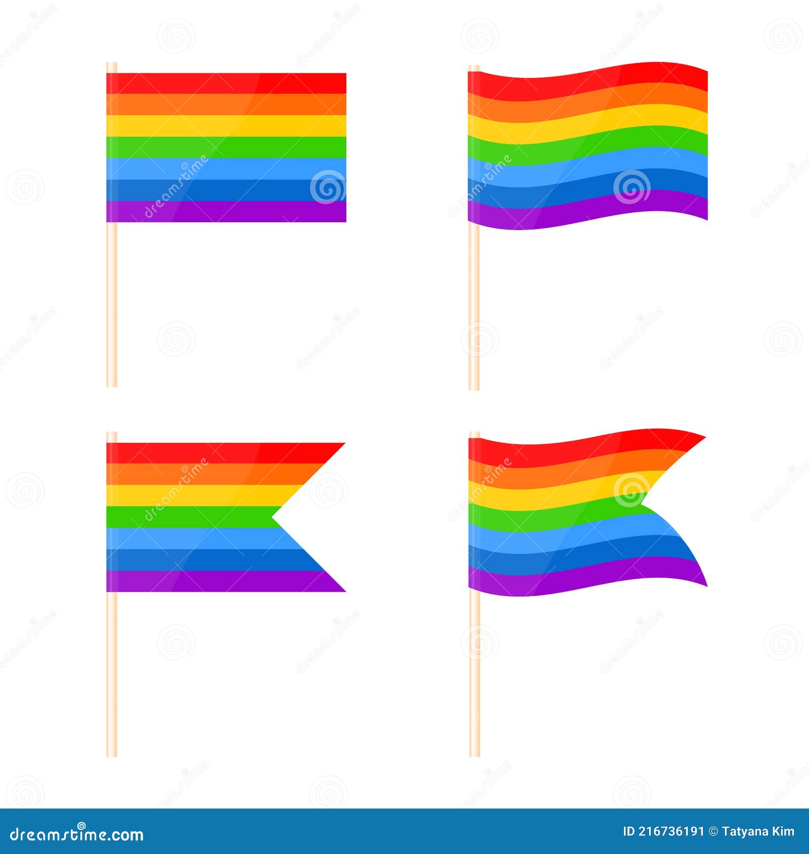 A Set of Colorful Rectangular Flags. Seven Colors of the Rainbow Stock ...