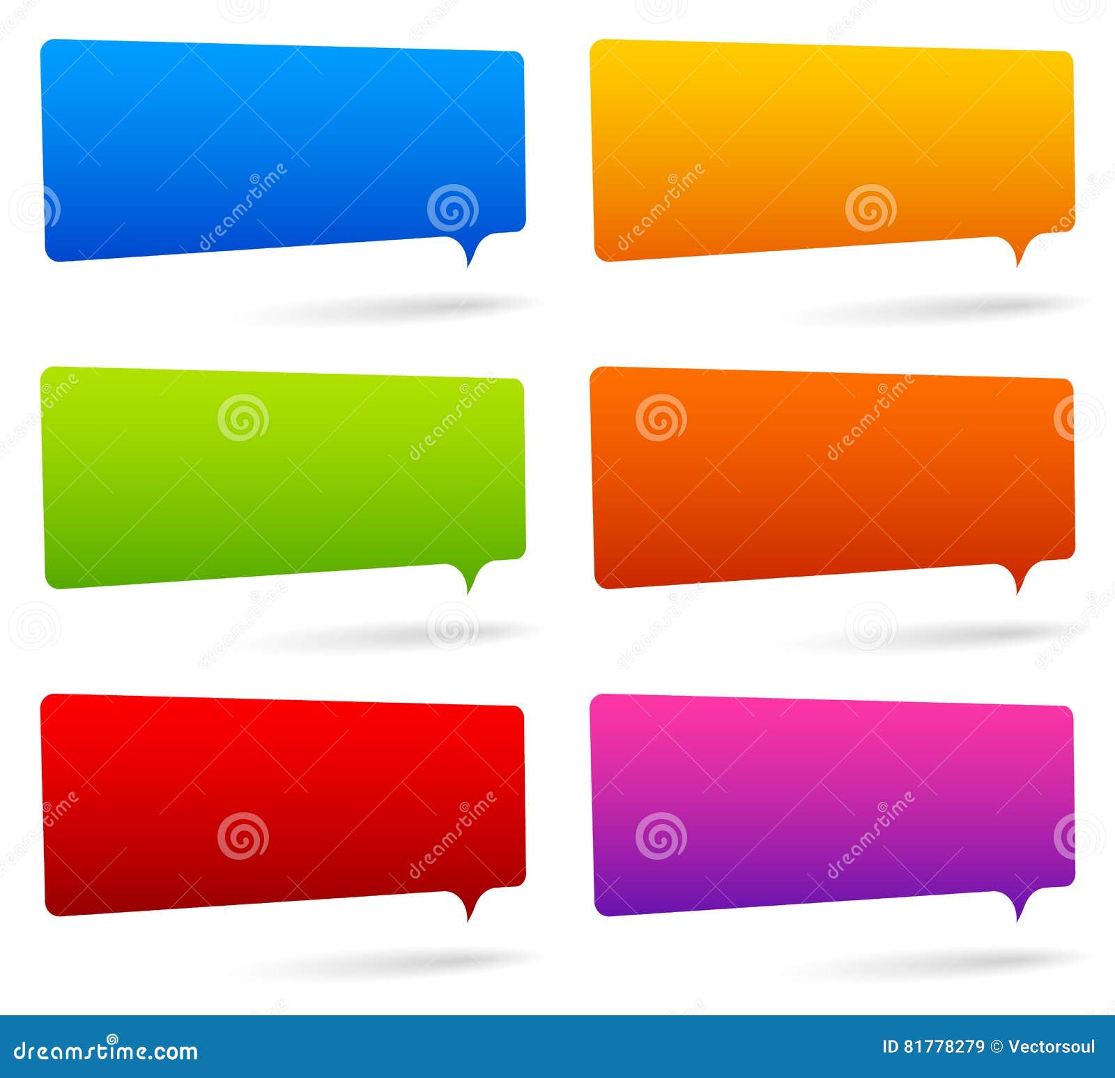 Set of Colorful Rectangular Speech Bubbles with Empty Space Stock ...
