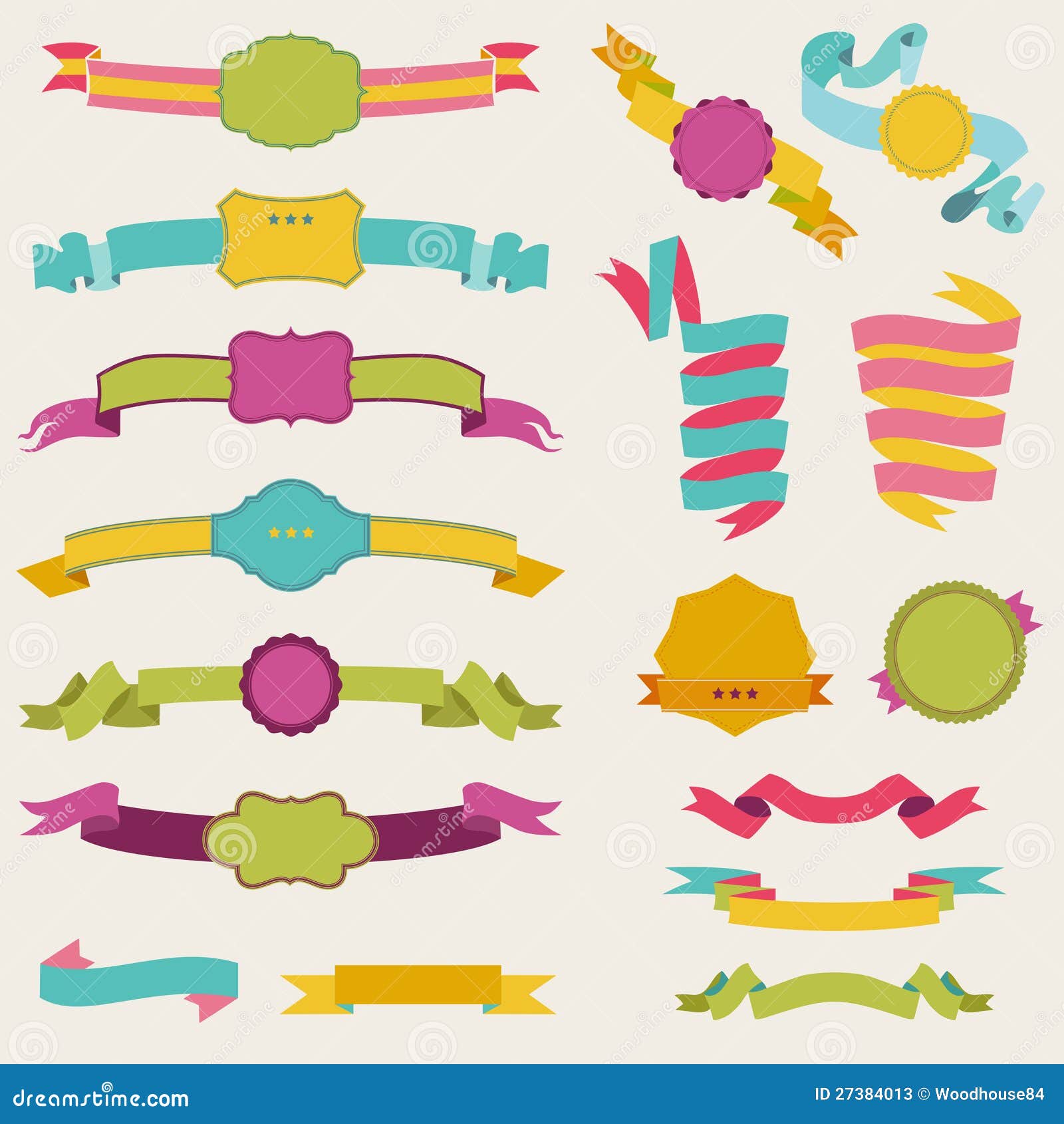 Set of Colorful Ribbons stock vector. Illustration of element - 27384013