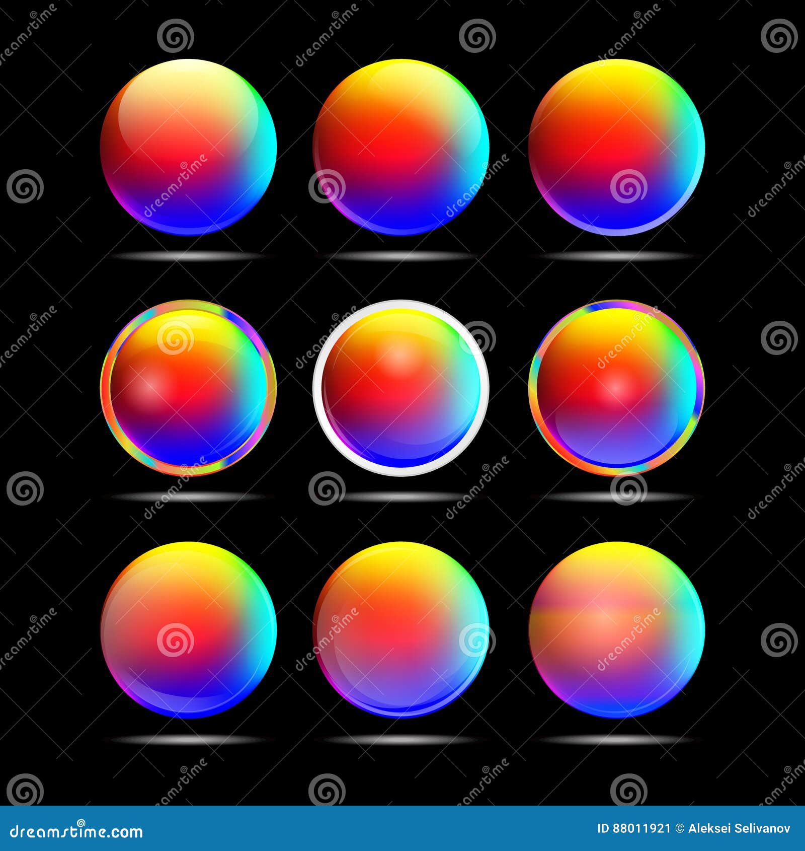 Set of Colorful Round Buttons for Website. Stock Vector - Illustration ...
