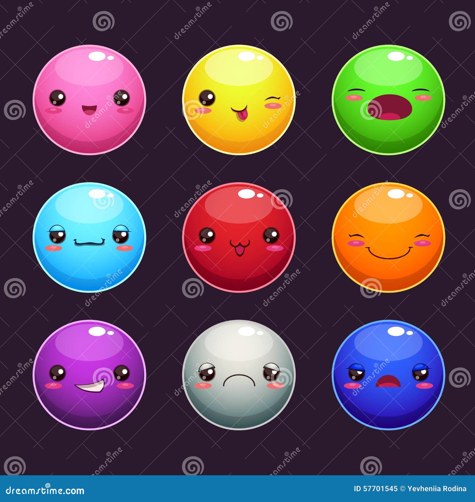 Set of Colorful Round Characters Stock Illustration - Illustration of ...