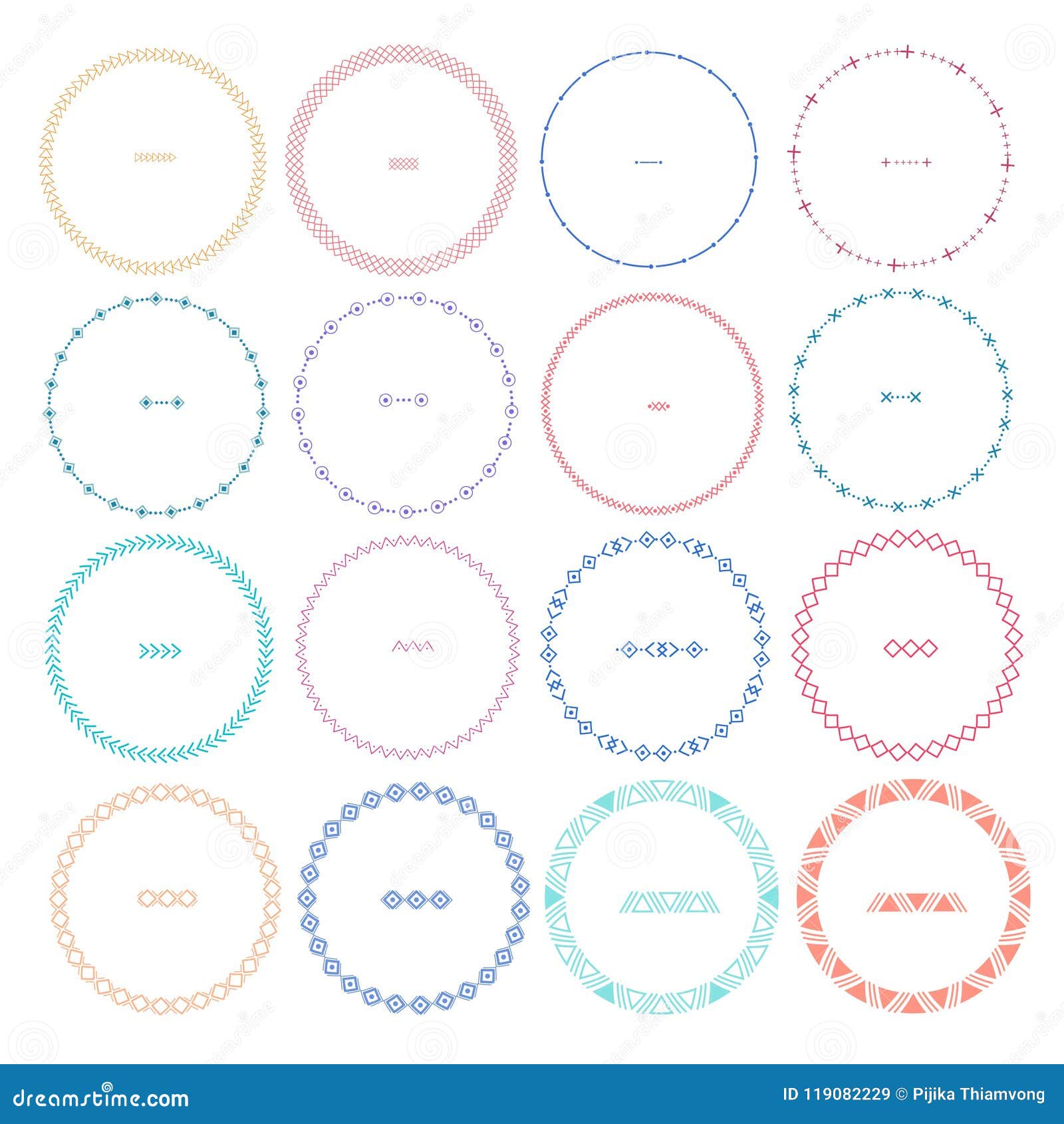 Set of Colorful Round Frames for Decoration. Stock Vector ...