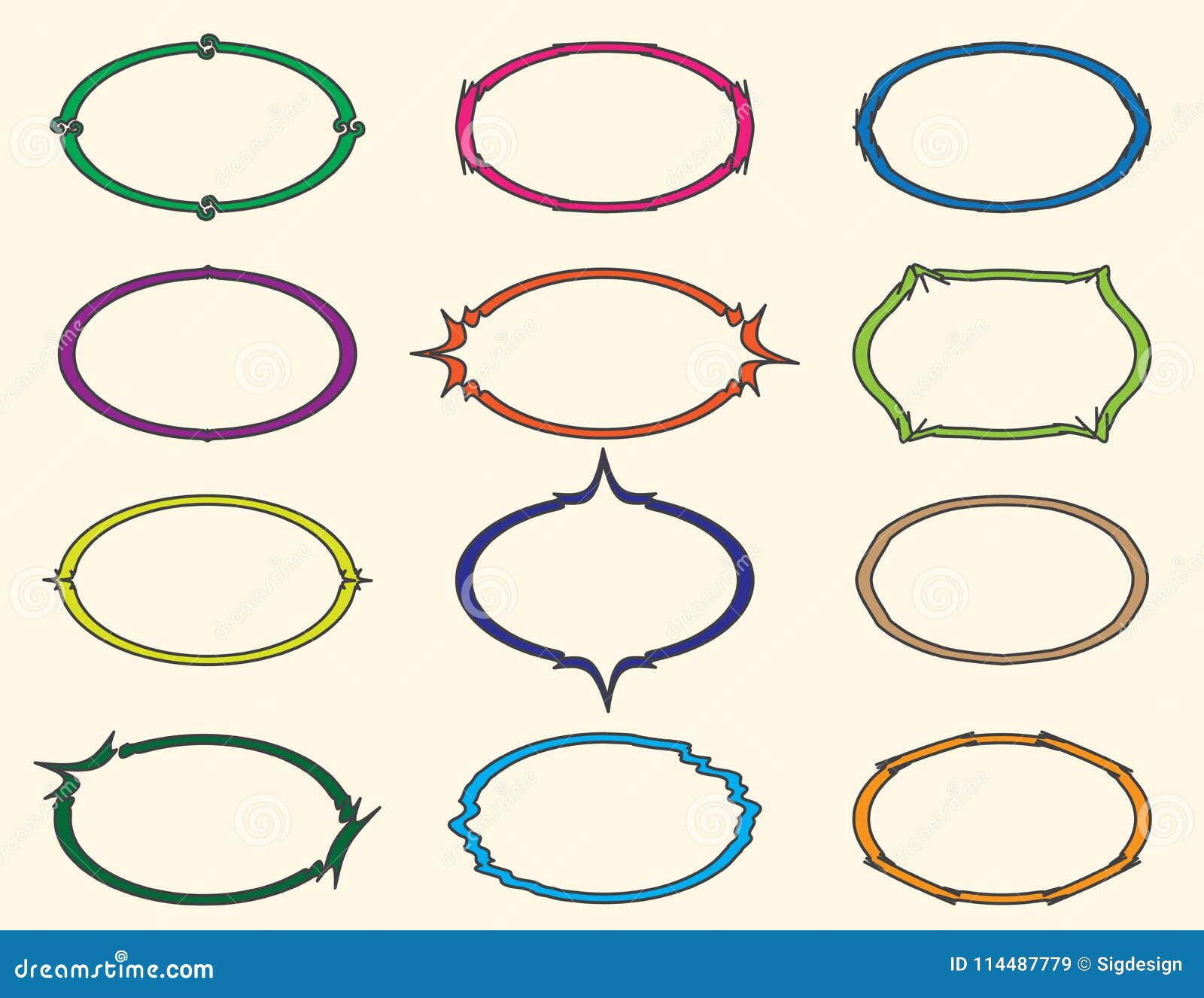 Vector Color Round Frames Set Stock Vector - Illustration of template ...
