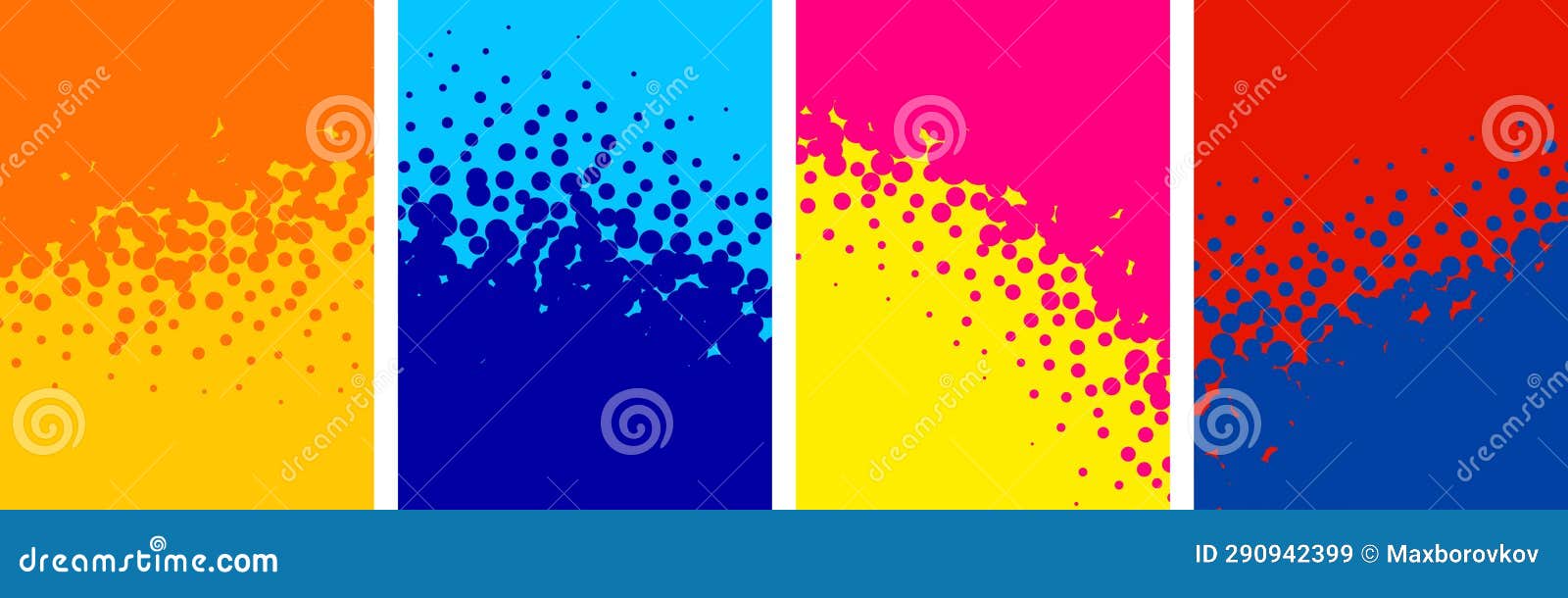 Set of Colorful Round Spray Gradient Halftone Dots Backgrounds with ...