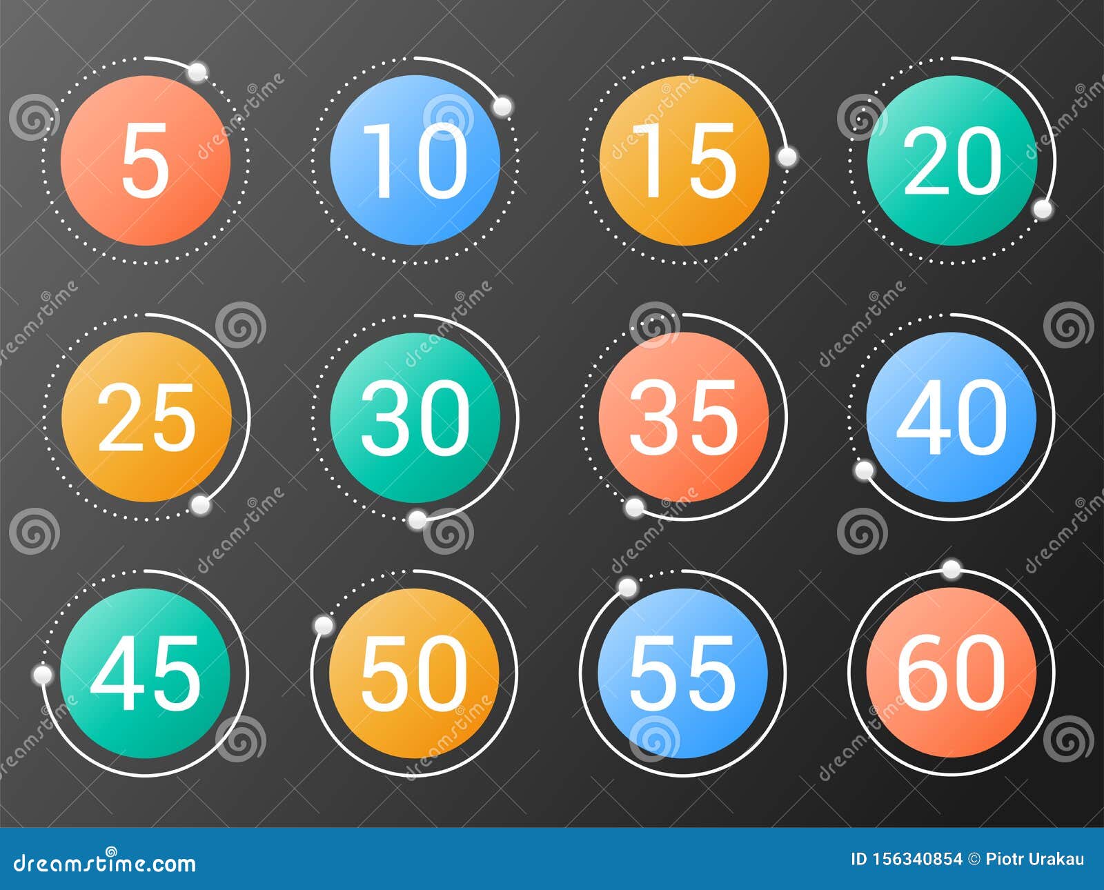 Set of Colorful Round Timers Stock Vector - Illustration of graphics ...
