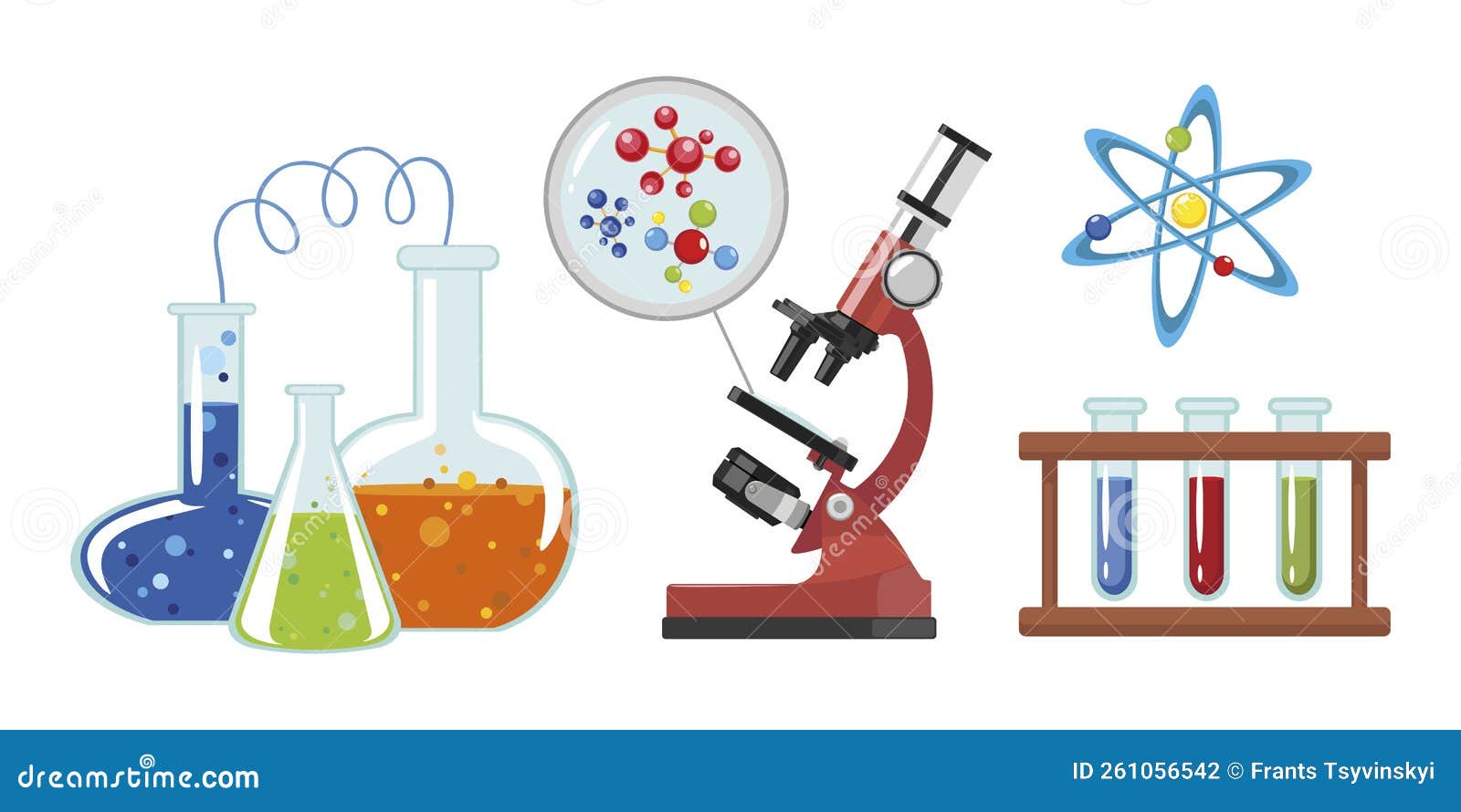 Set of Colorful Scientific Experiments in Cartoon Style. Vector ...