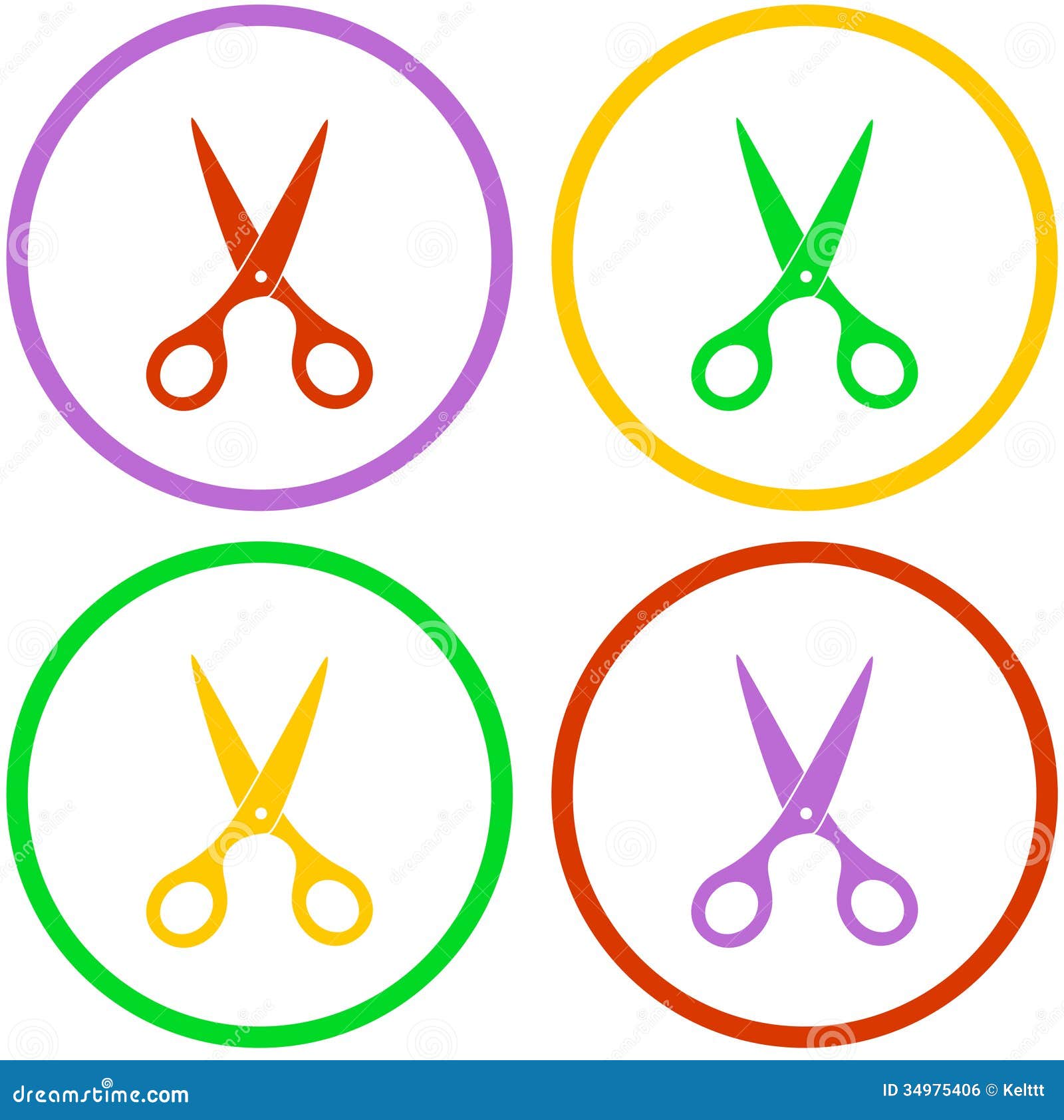 Set colorful scissors stock vector. Illustration of colorful - 34975406