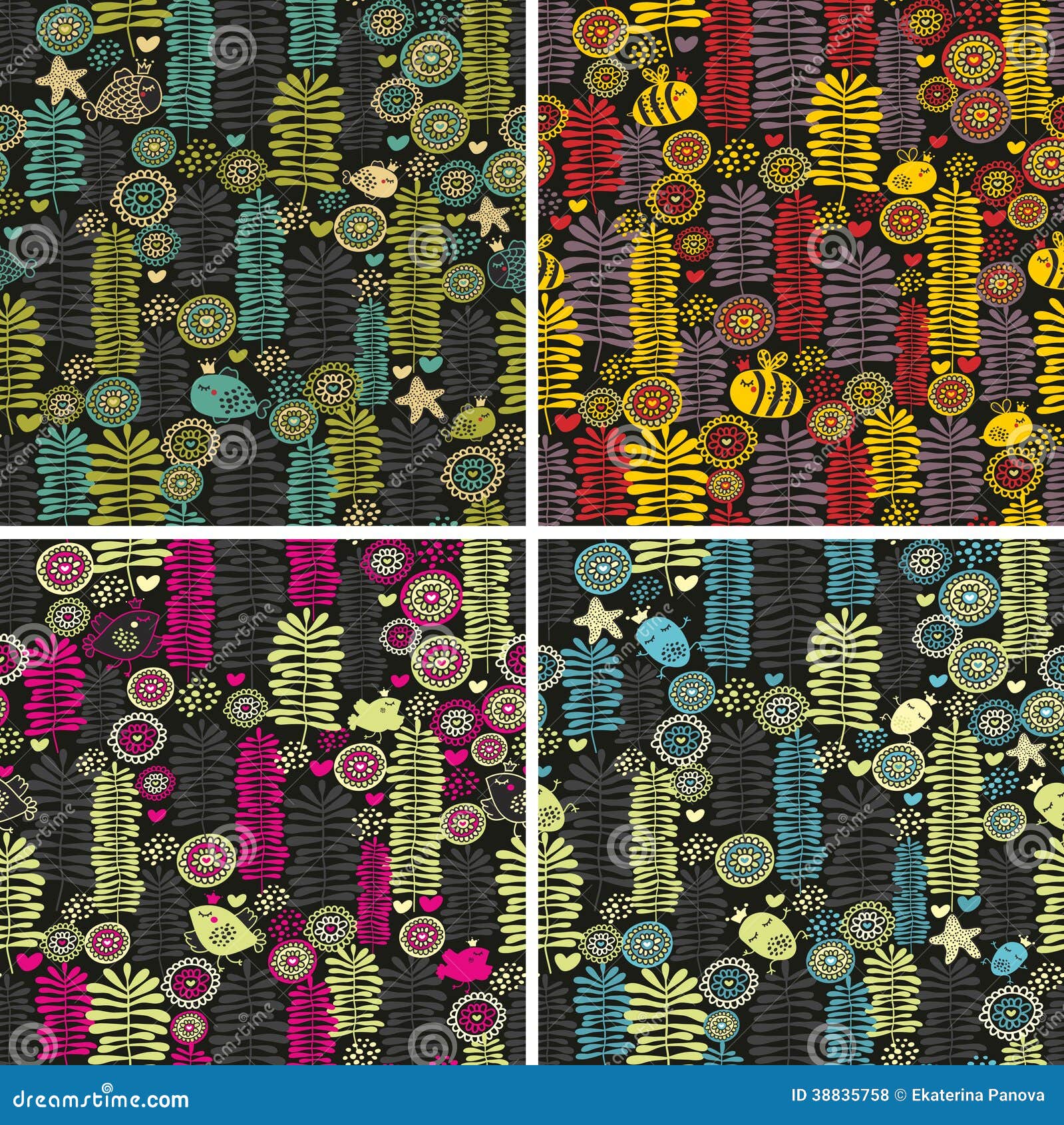 Set of Colorful Seamless Patterns. Stock Vector - Illustration of ...