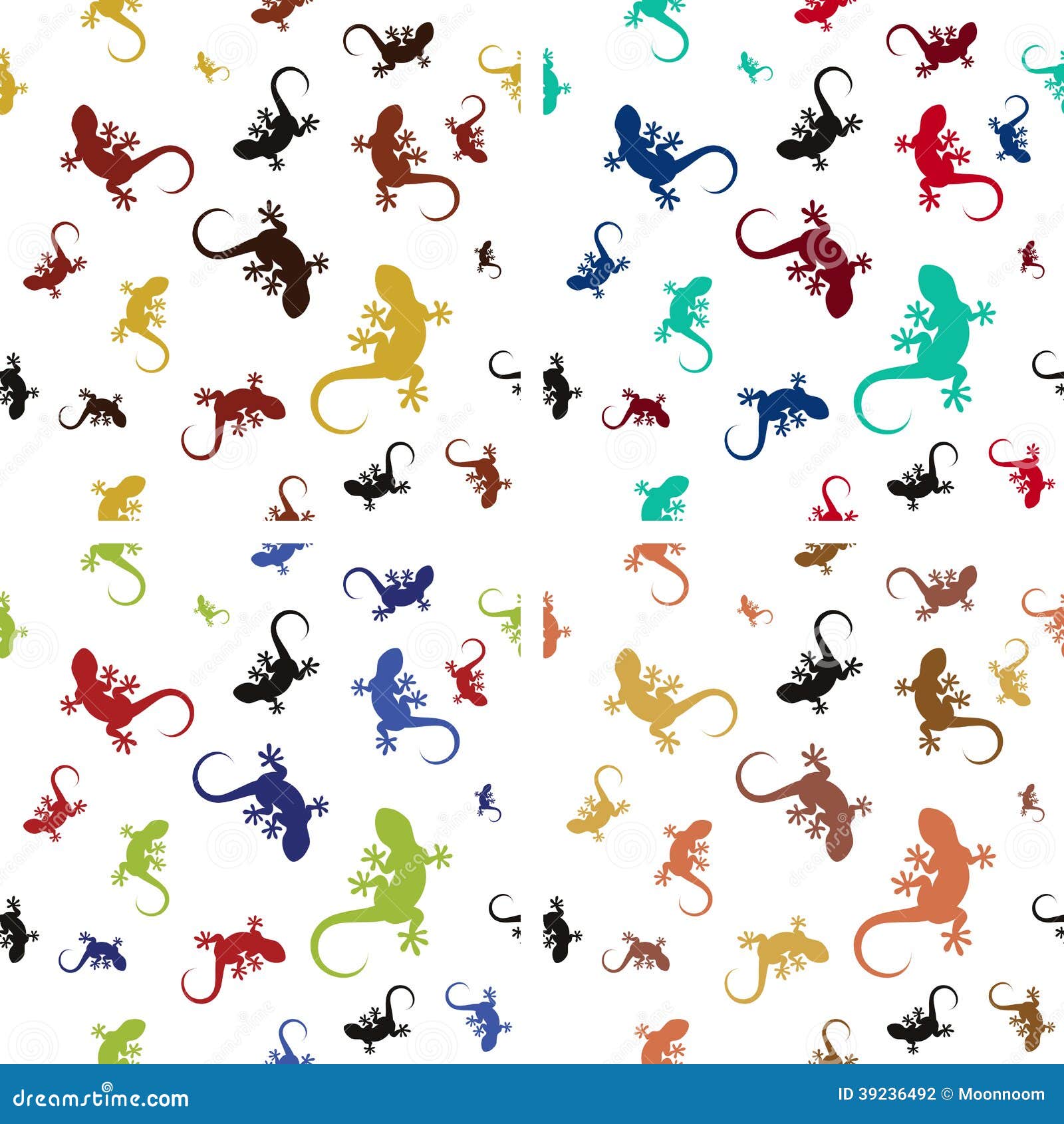 Set of Colorful Seamless Patterns with Lizards Stock Vector ...