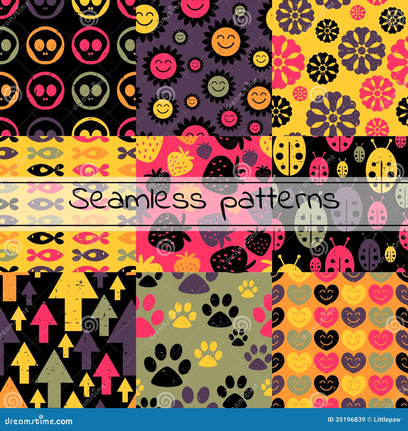 Set of Colorful Seamless Patterns Stock Vector - Illustration of ...