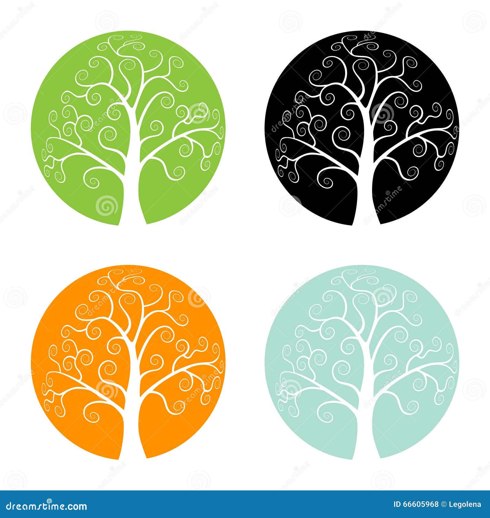 Set of Colorful Season Tree Icons Stock Vector - Illustration of branch ...