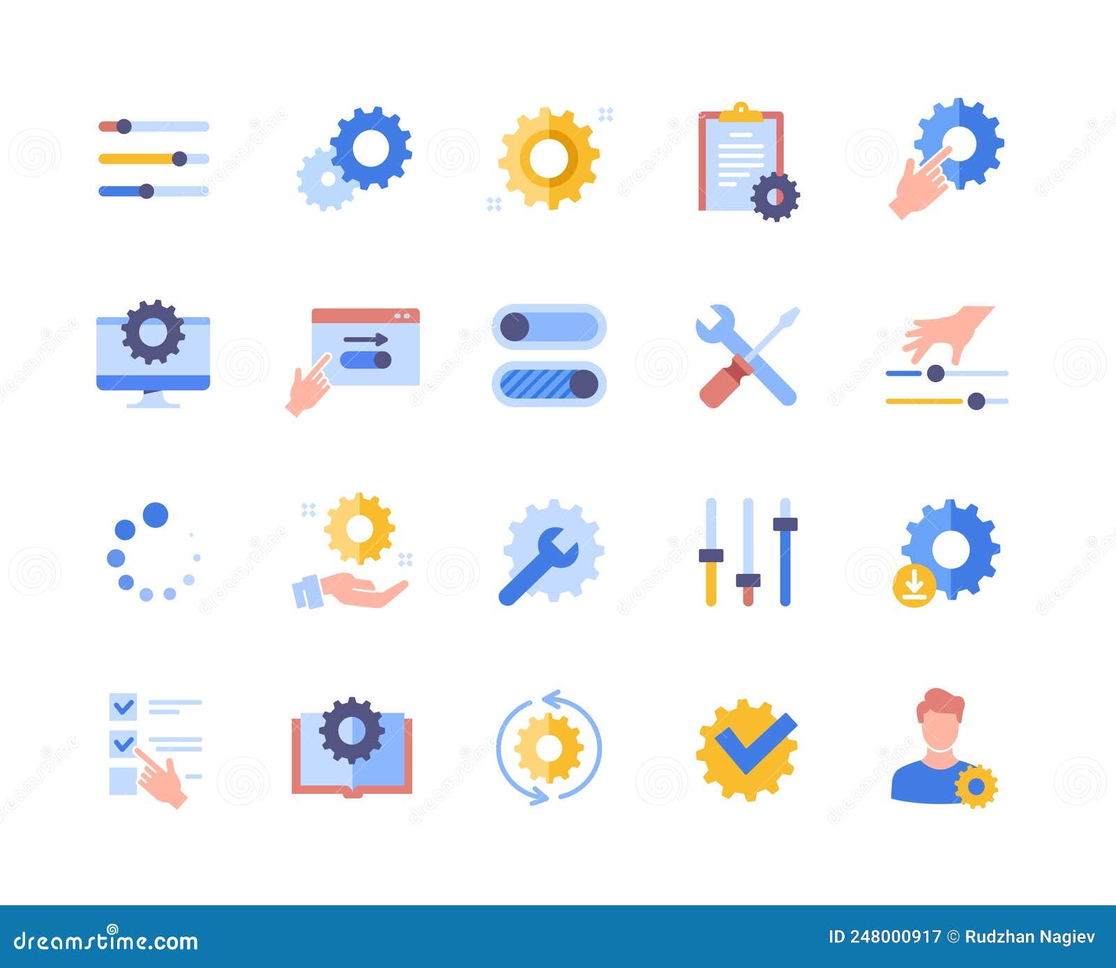Set of Colorful Setup and Settings Icons Stock Vector - Illustration of ...