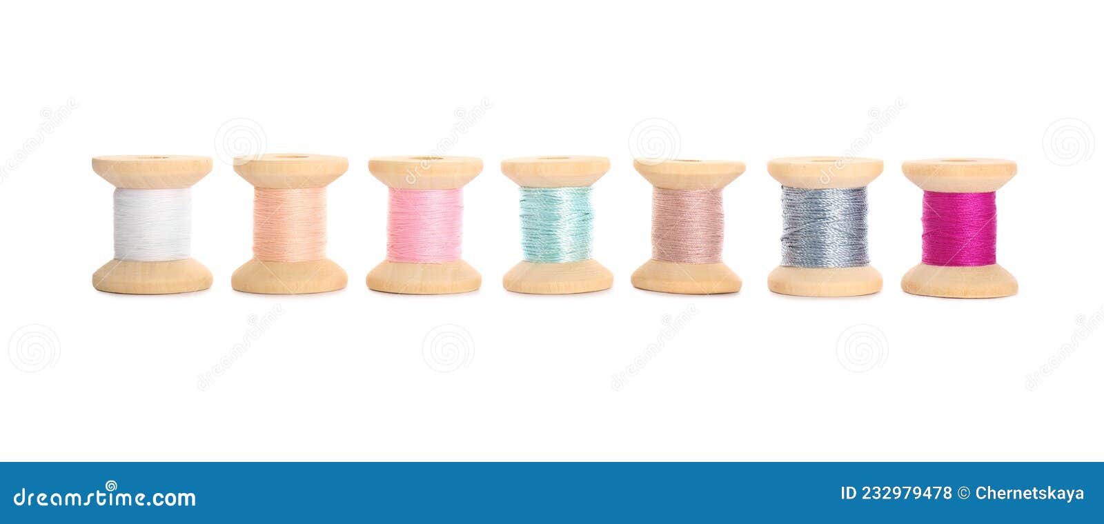 Set of Colorful Sewing Threads on White Background Stock Photo - Image ...