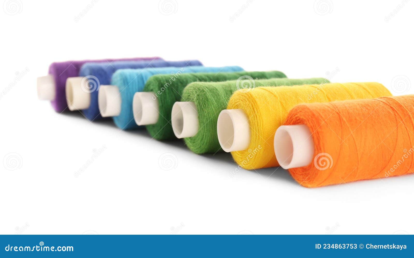 Set of Colorful Sewing Threads on White Background Stock Image - Image ...