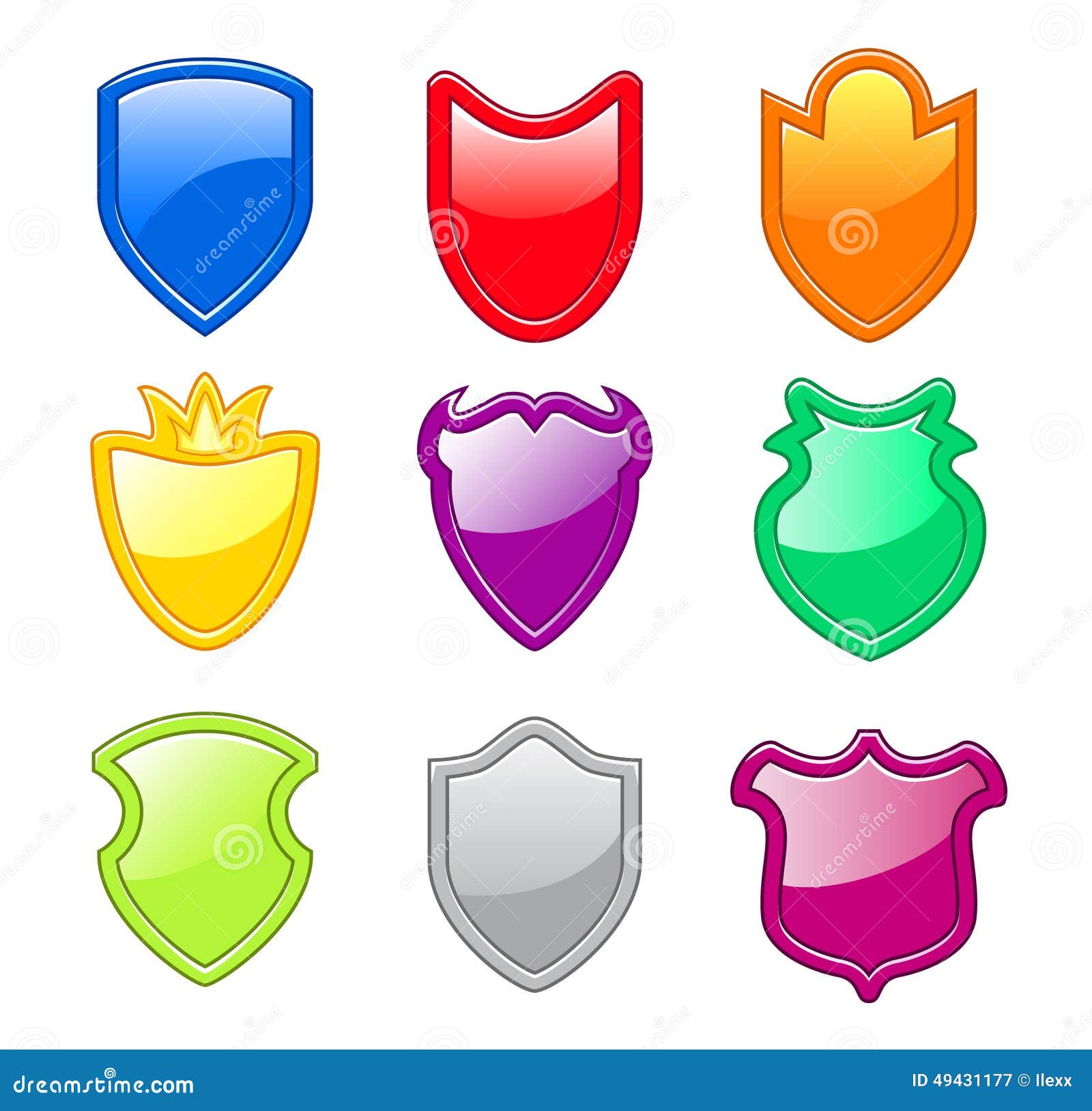 Set of Colorful Shield Icons Stock Illustration - Illustration of guard ...