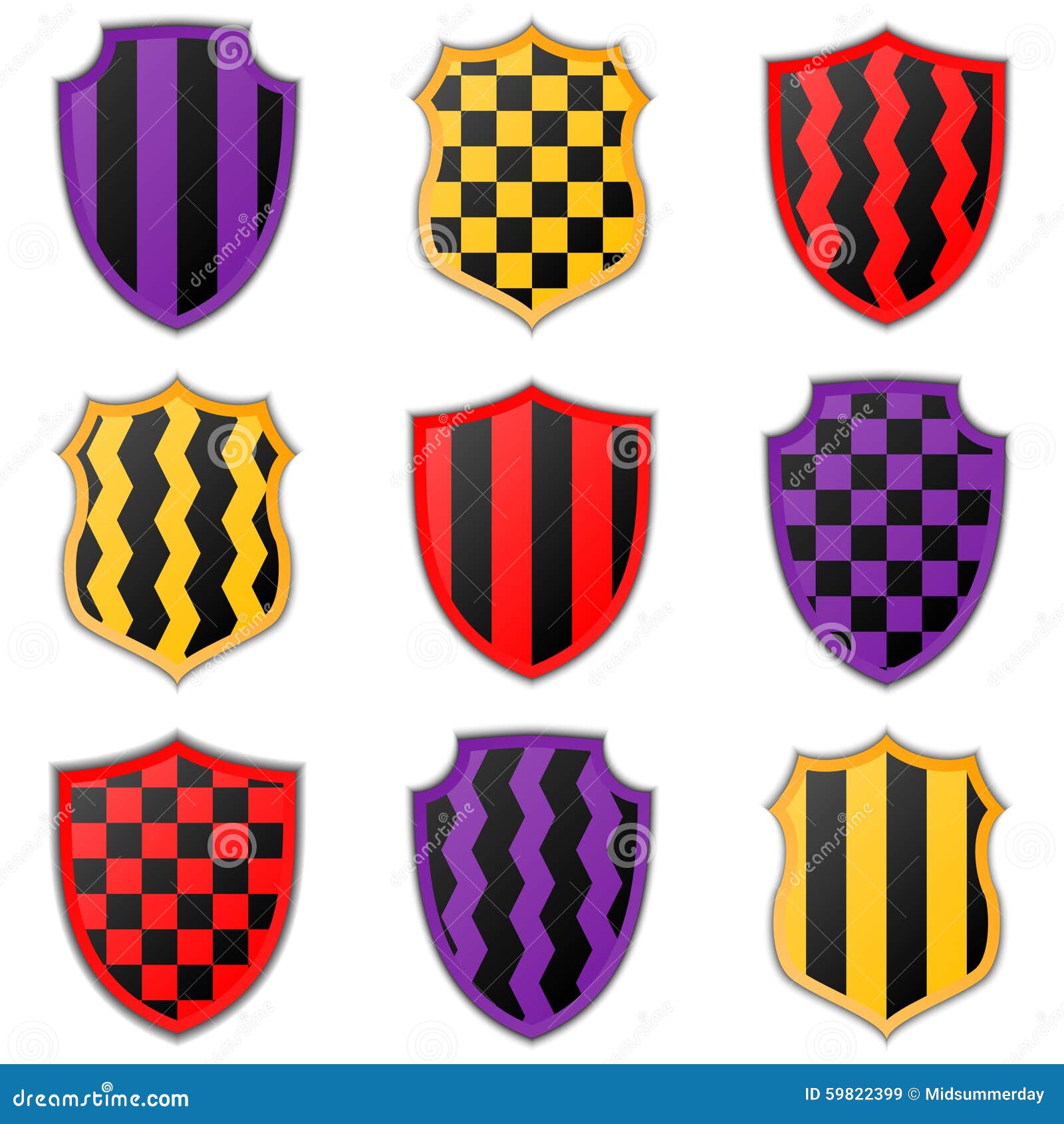 Set of Colorful Shield Icons on a White Background. Stock Vector ...