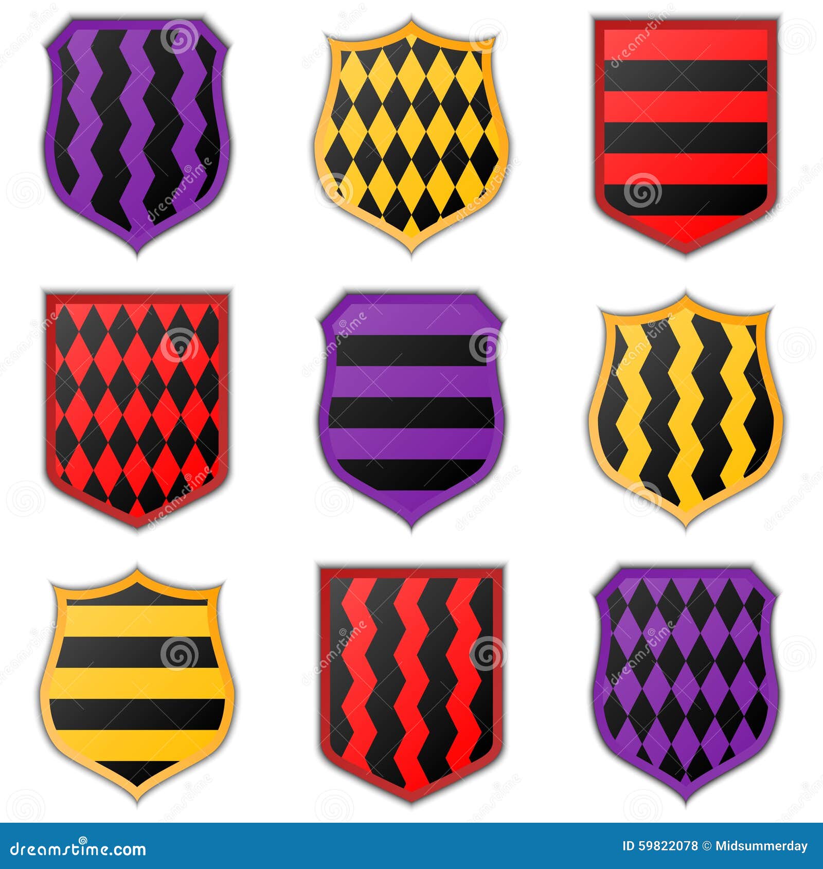 Set Of Colorful Shield Icons On A White Background. Stock Vector ...