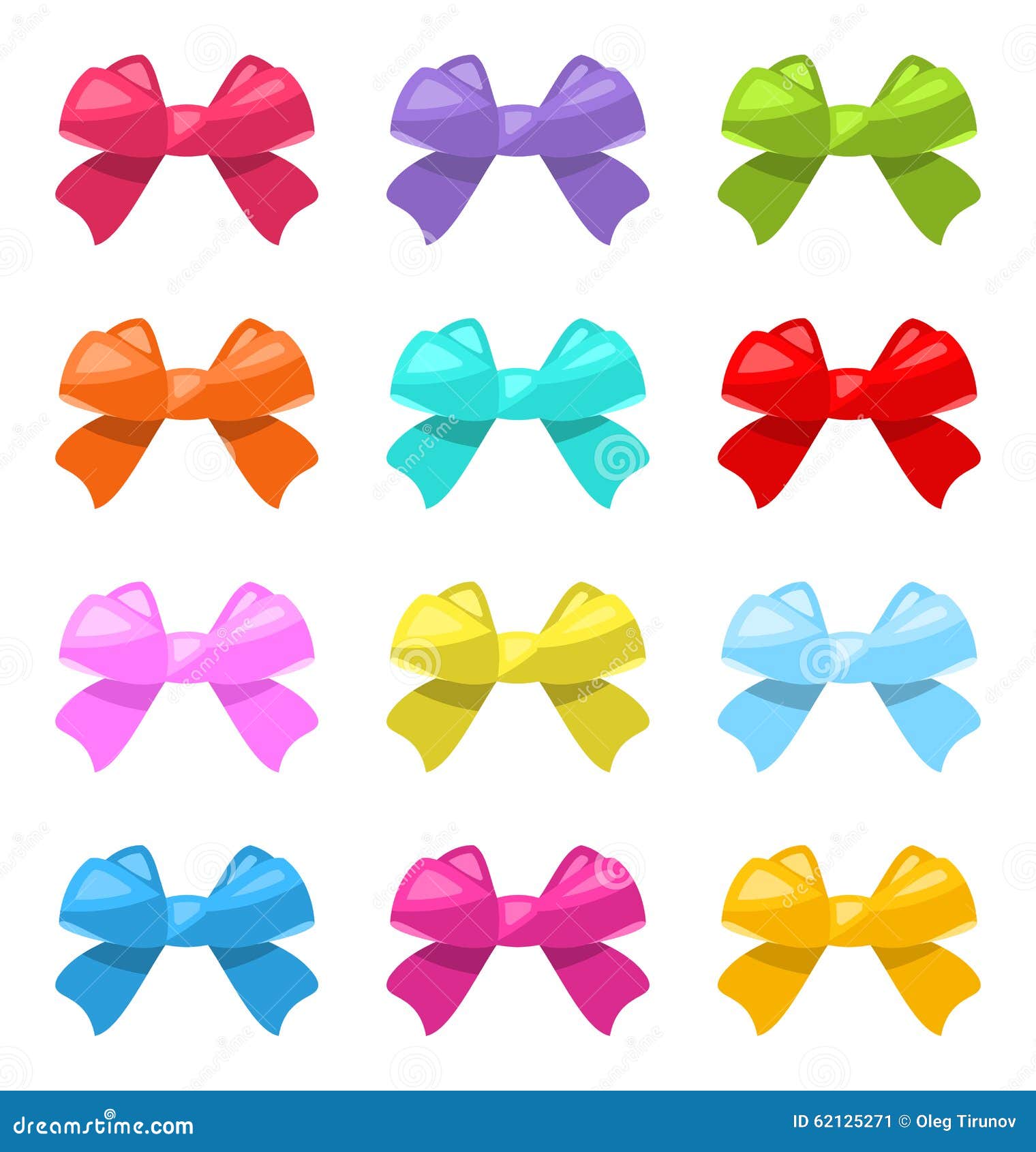 Set Colorful Simple Gift Bows Isolated Stock Vector - Illustration of ...
