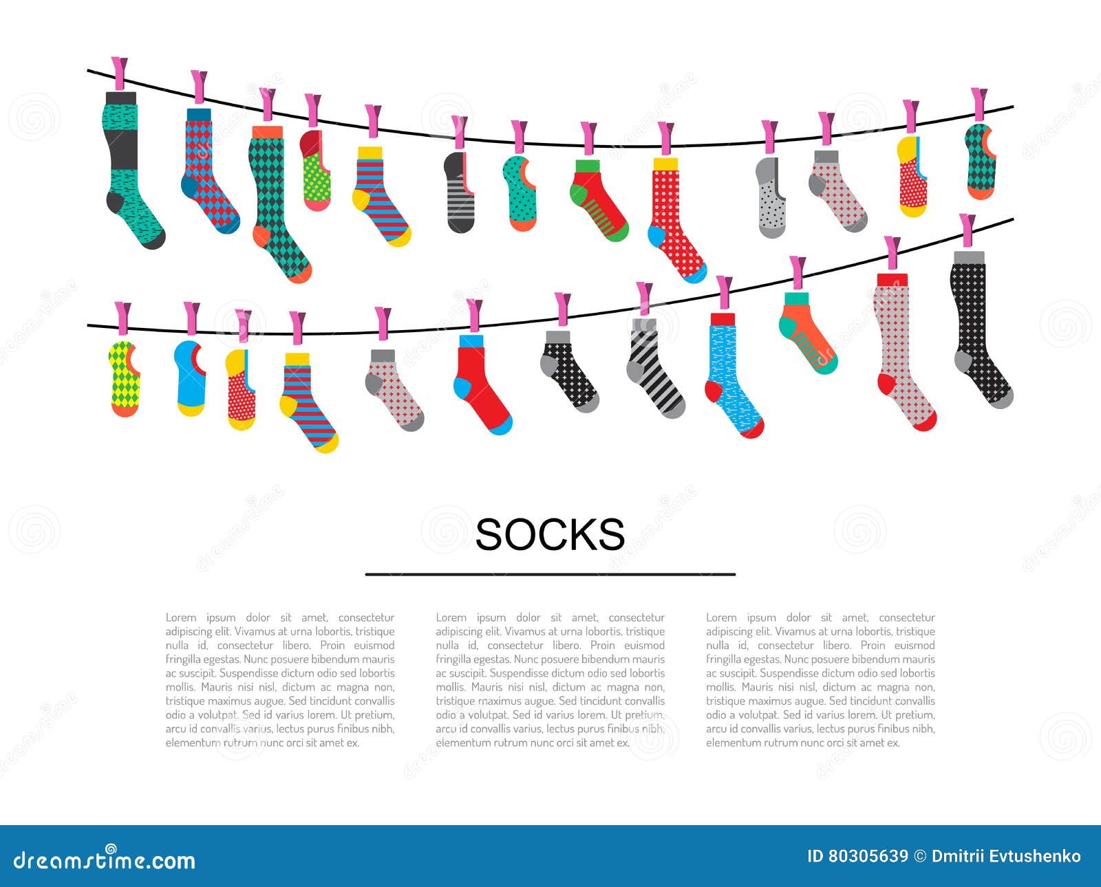 Set colorful socks stock vector. Illustration of clothing - 80305639