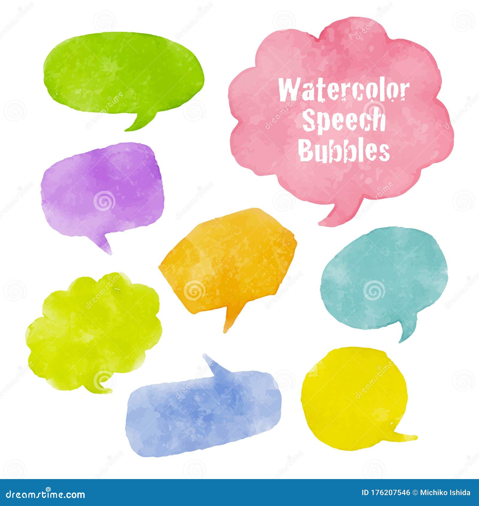 Set of Colorful Speech Bubbles with Watercolor Texture Stock Vector ...