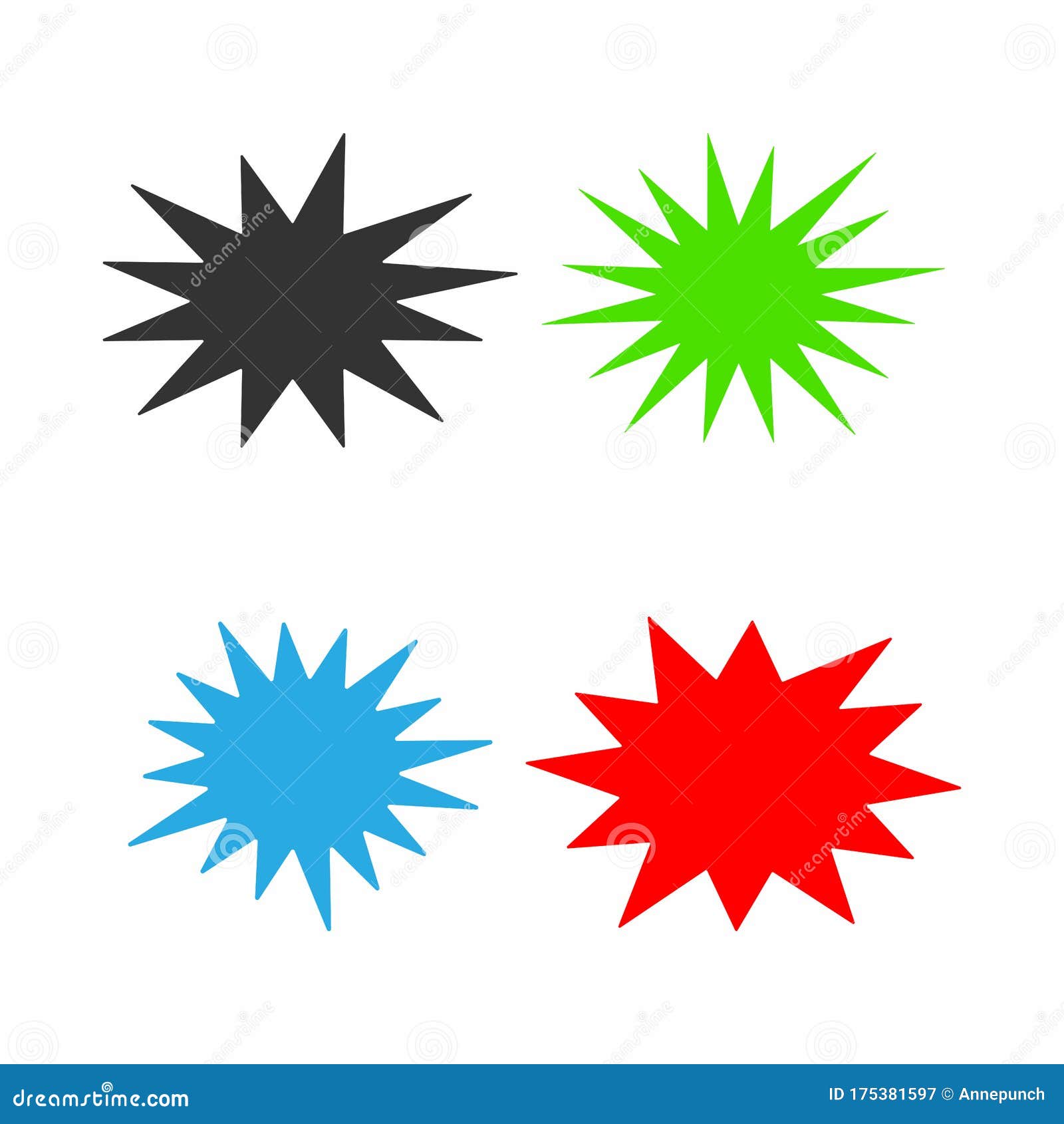 Set of colorful starburst. stock vector. Illustration of promo - 175381597