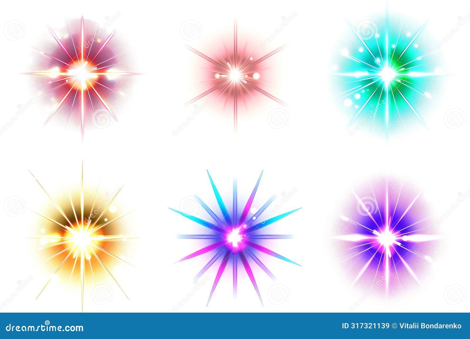 Set of Colorful Starburst on a White Background. Stock Image ...