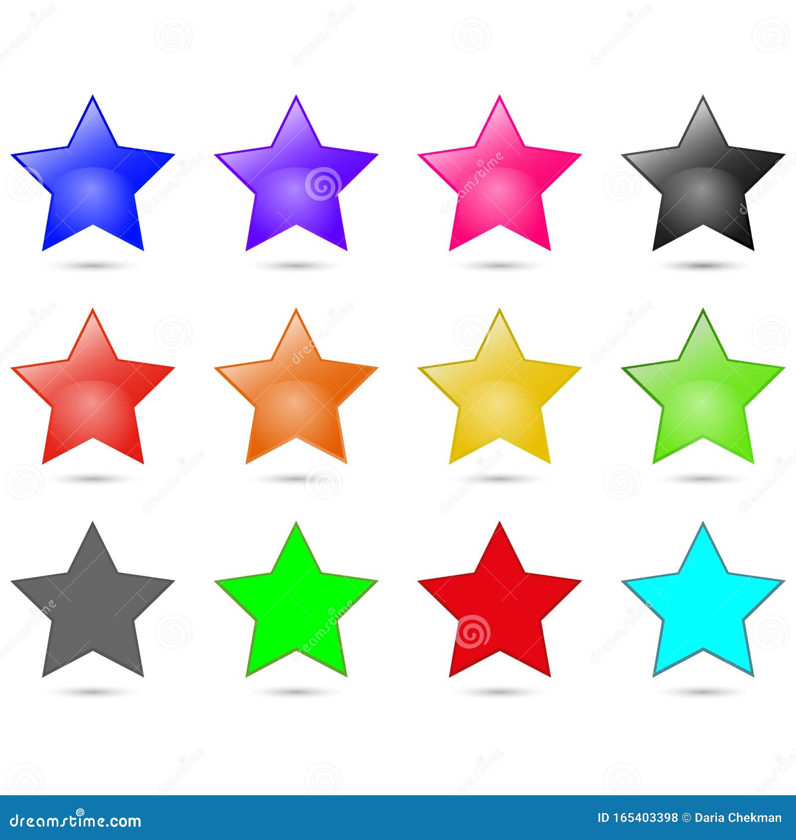 Set Of Colorful Stars Vector Illustration Isolated On White Background ...