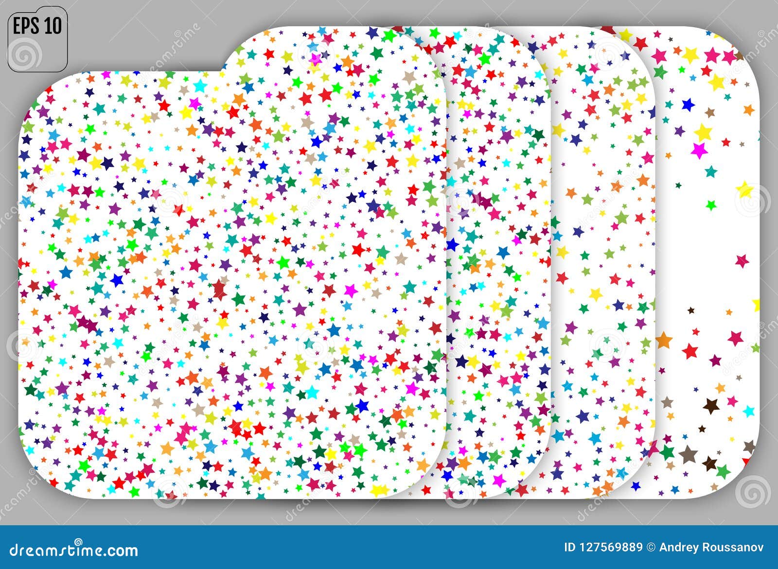 Set of Colorful Stars on White Background. Vector Starry Pattern Stock ...